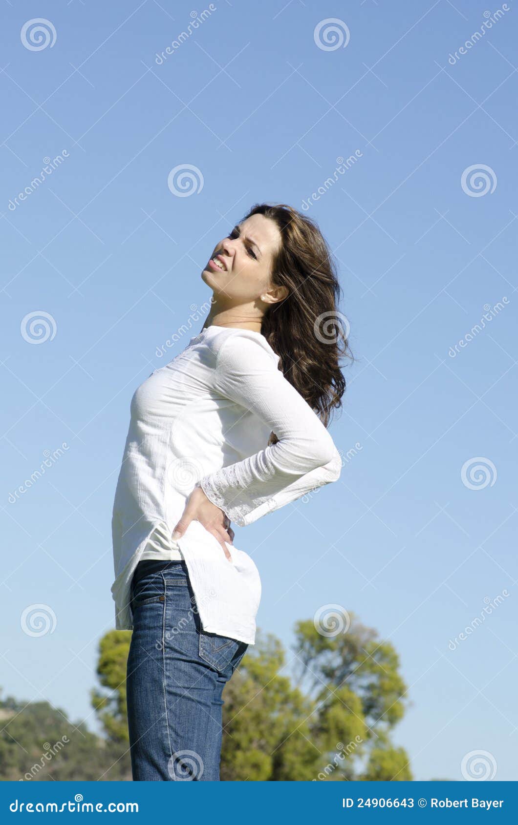 Beautiful Young Woman with Back Pain Stock Image - Image of facial ...