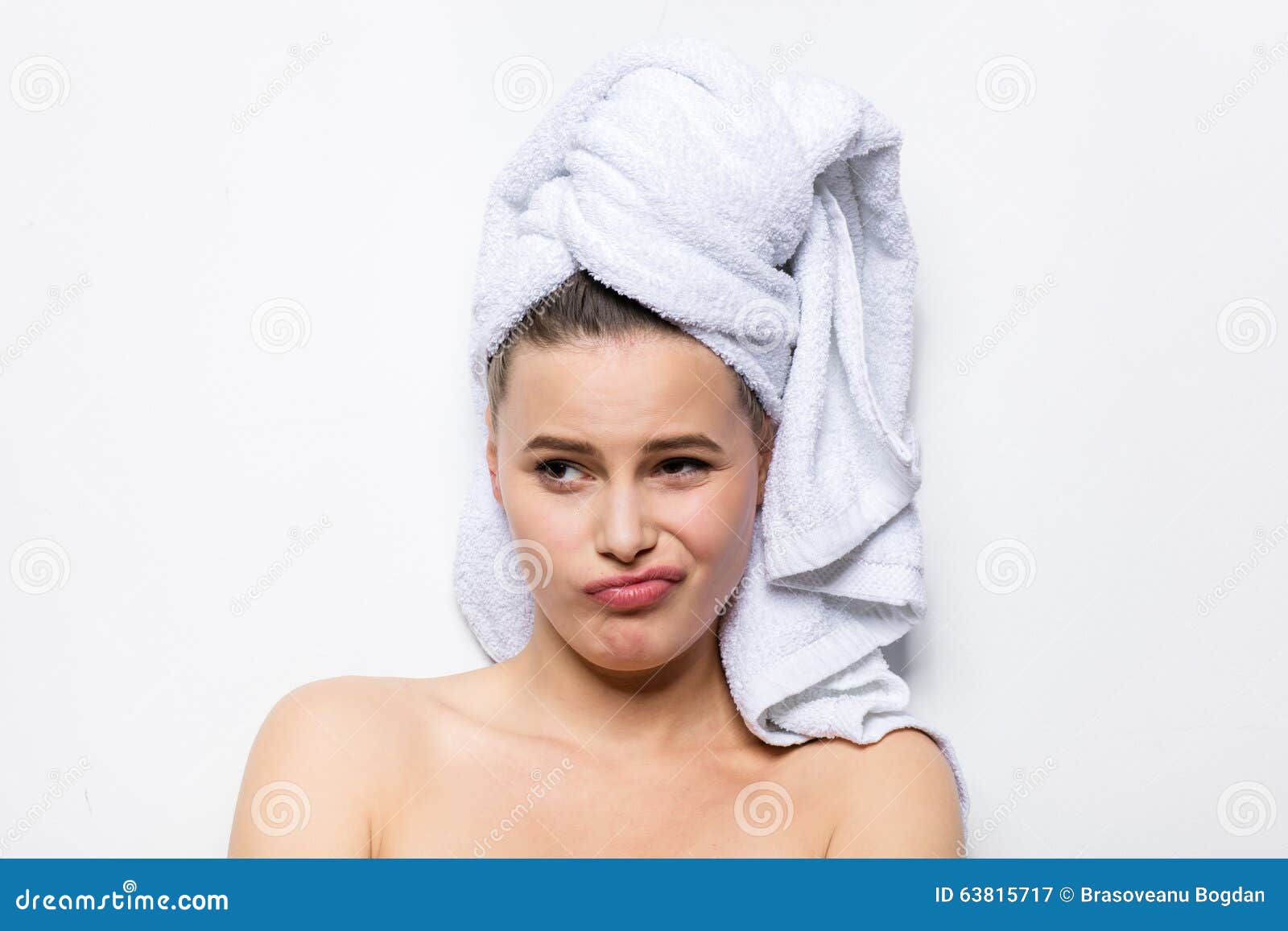 Beautiful Young Woman With Bath Towel On Head Stock Image Image Of