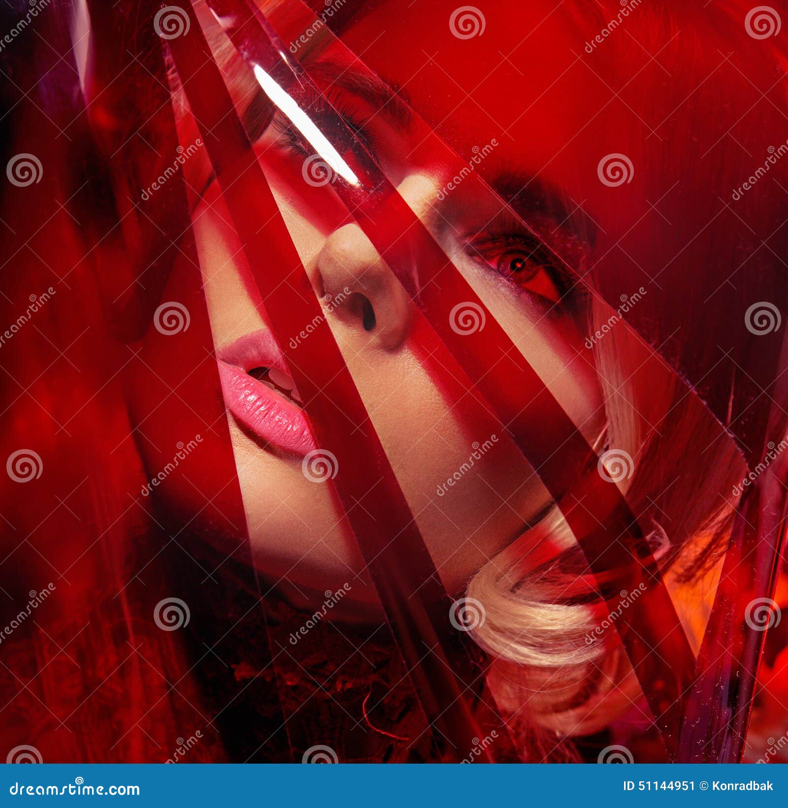 Beautiful Young Woman Behind the Plastic Mask Stock Image - Image of ...
