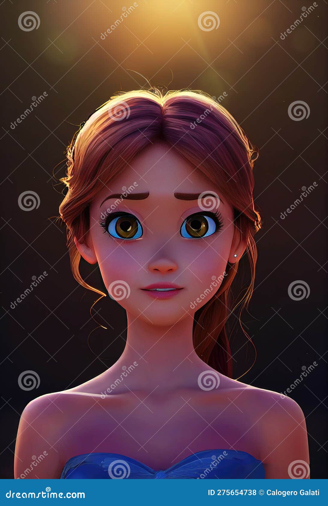A Beautiful Young Woman With Big Eyes Cartoon 3d Illustration Ai