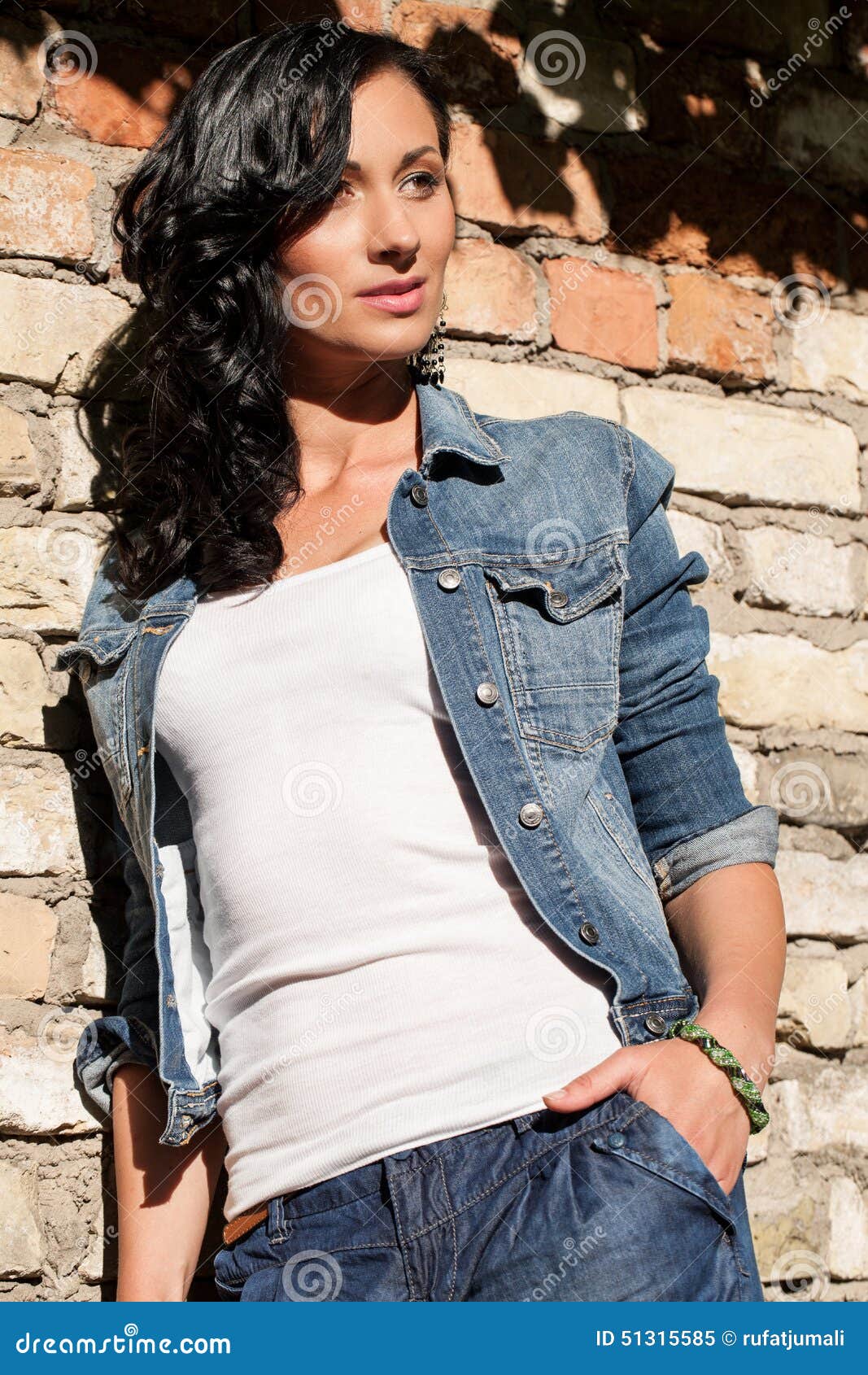 Beautiful Young Woman at the Bricks Stock Image - Image of pose, adult ...