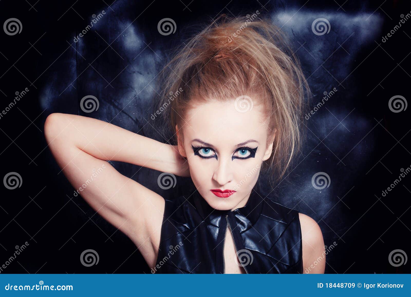 Beautiful Young Woman with Bright Gothic Makeup Stock Image - Image of ...