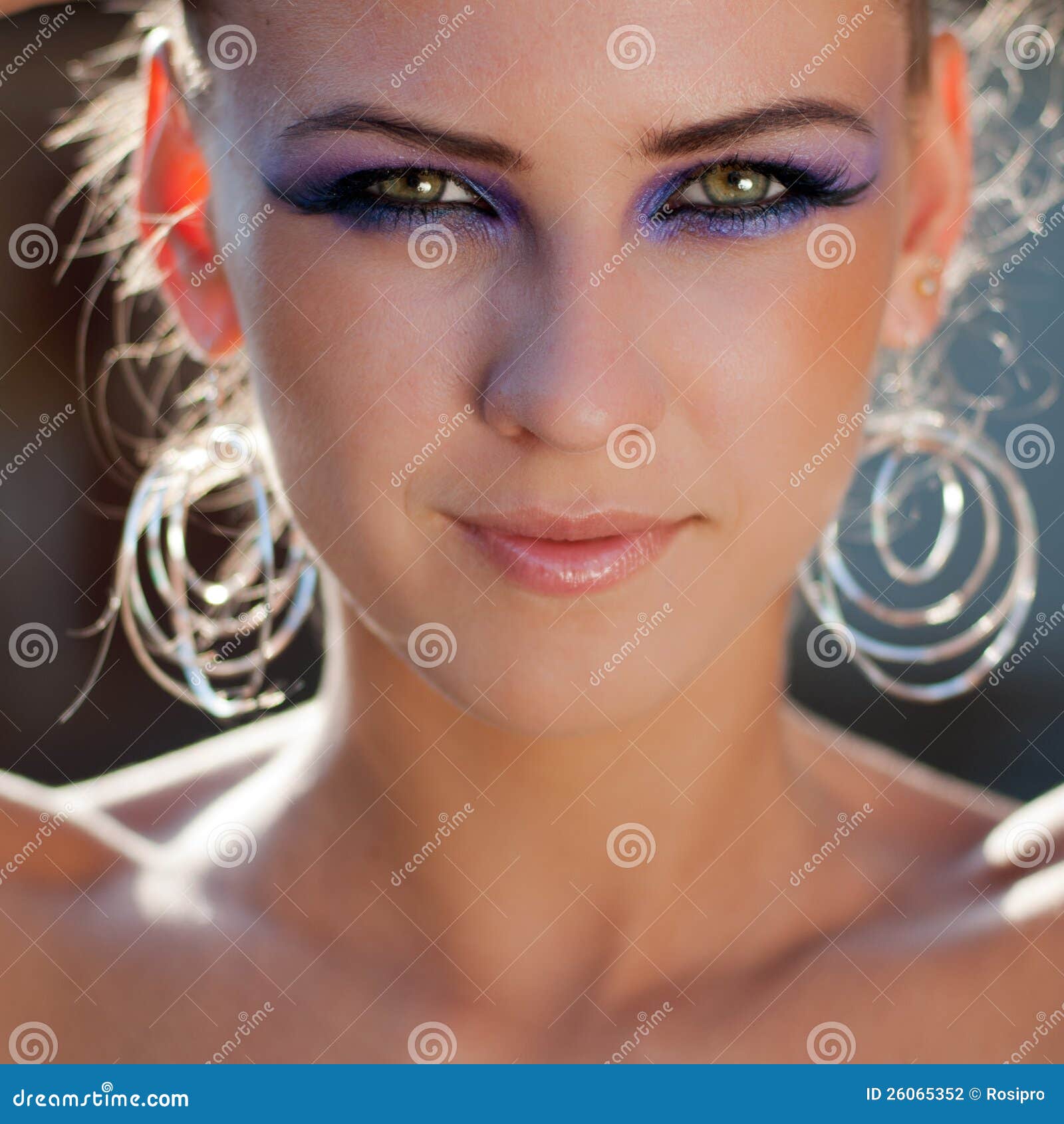 Beautiful Young Woman with Bright Makeup Portrait Stock Photo - Image ...