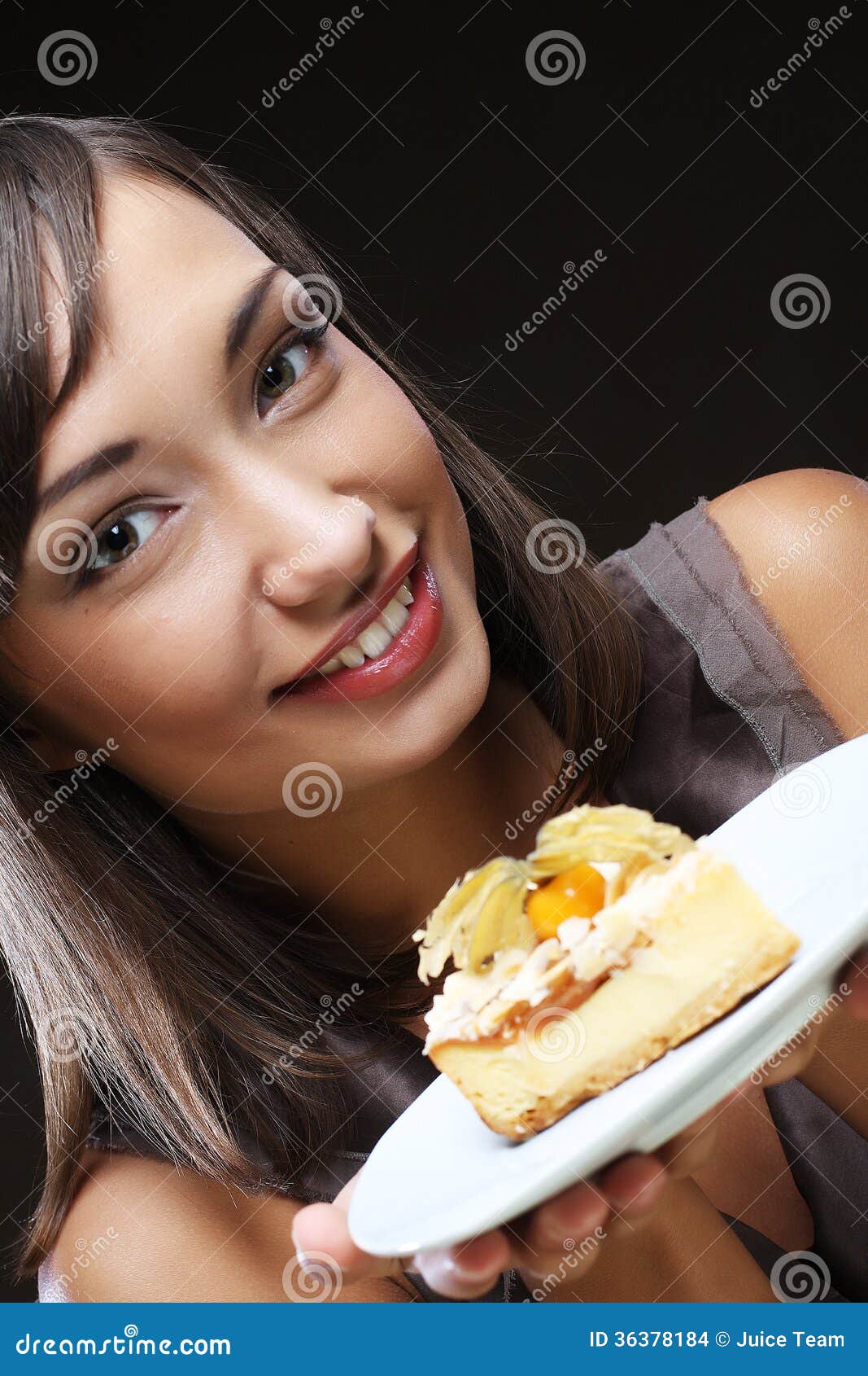 Beautiful Young Woman with a Cake Stock Photo - Image of beautiful ...