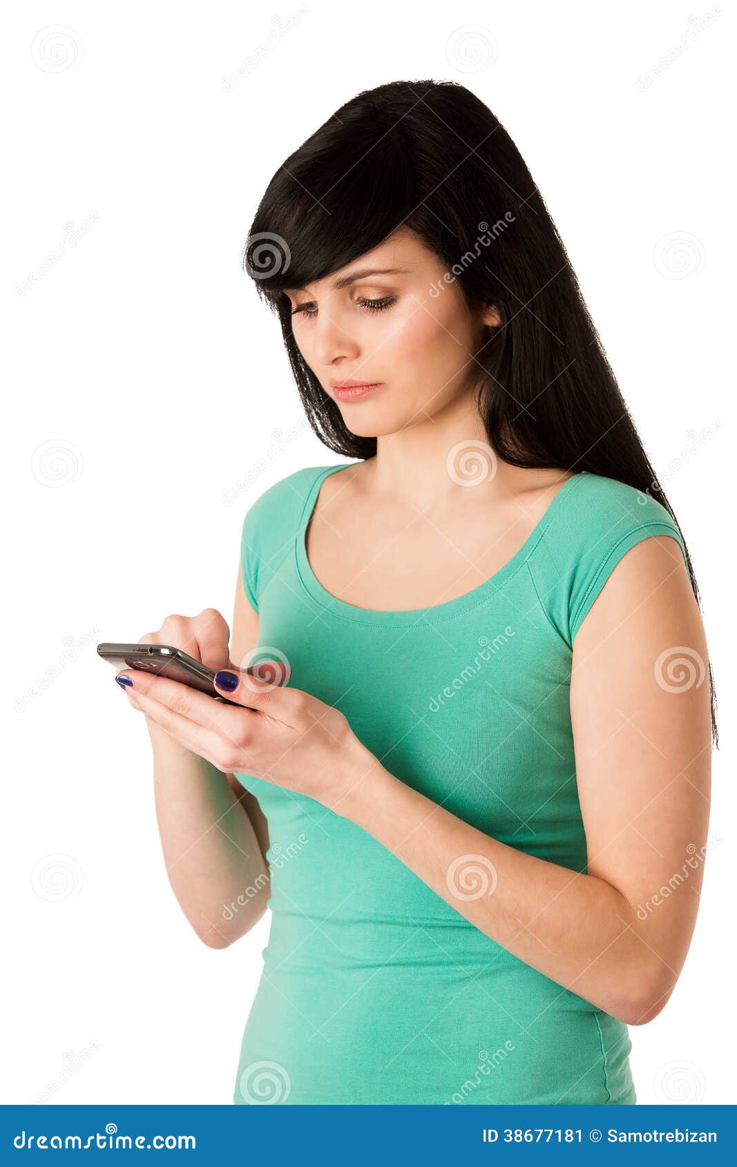 Beautiful Young Woman with Cell Phone Stock Image - Image of friendly ...