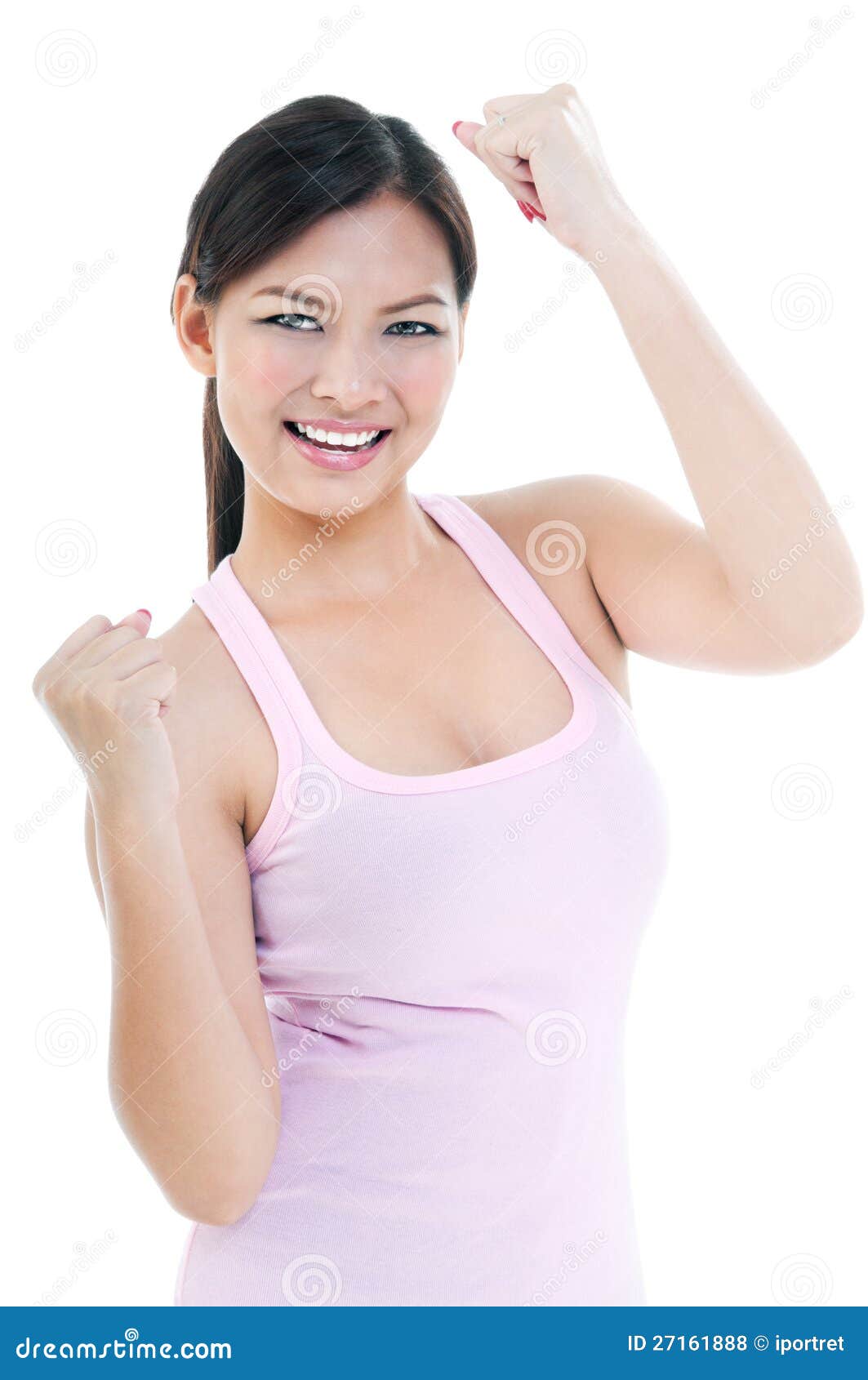 Beautiful Young Woman Cheering Stock Photo - Image of cheerful, cute ...
