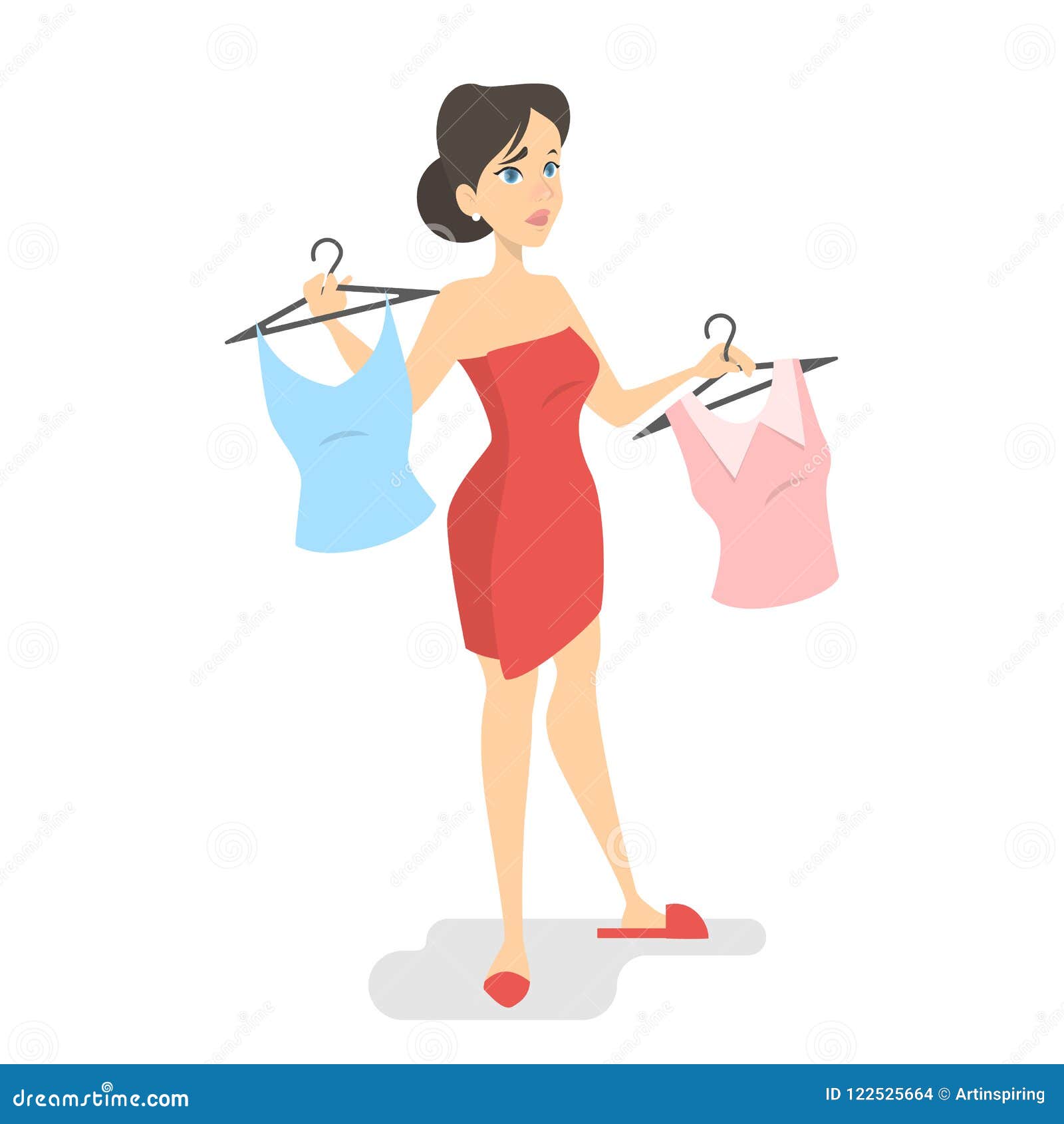 Beautiful Young Woman Choosing Clothes Stock Vector - Illustration of ... Beautiful Young Woman Choosing Clothes Stock Vector - Illustration of ...