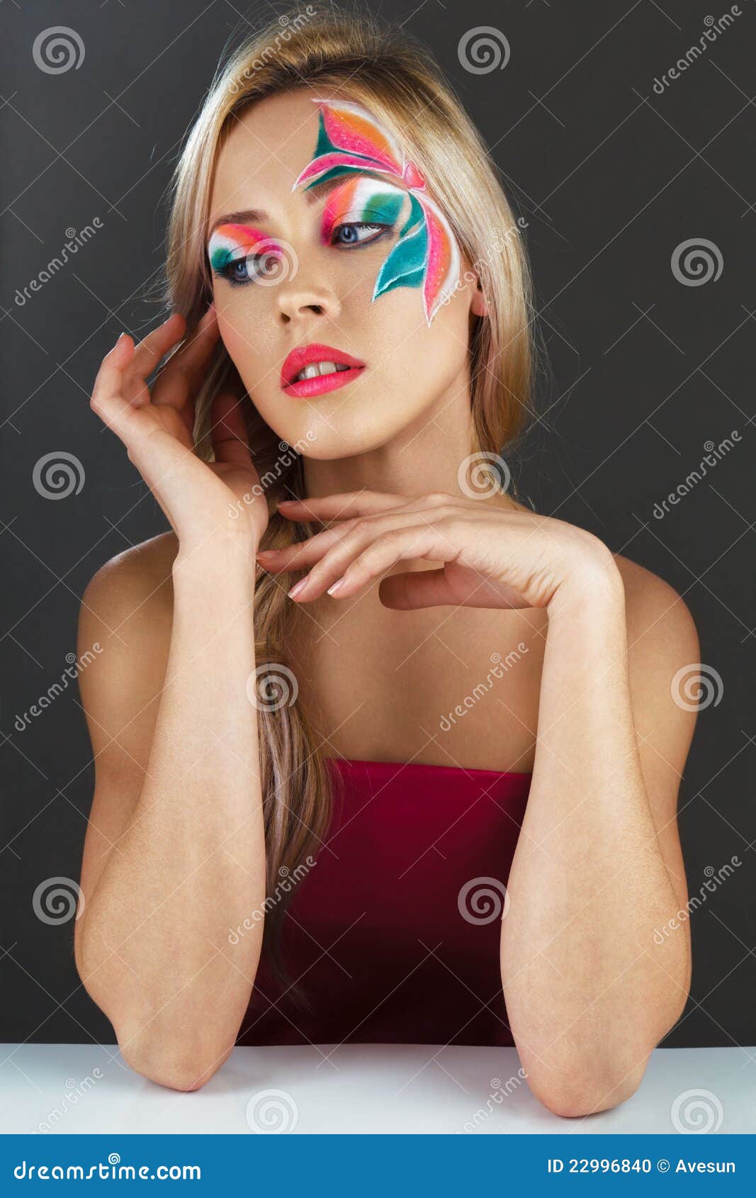 Beautiful Young Woman with Creative Stock Photo - Image of elegant ...