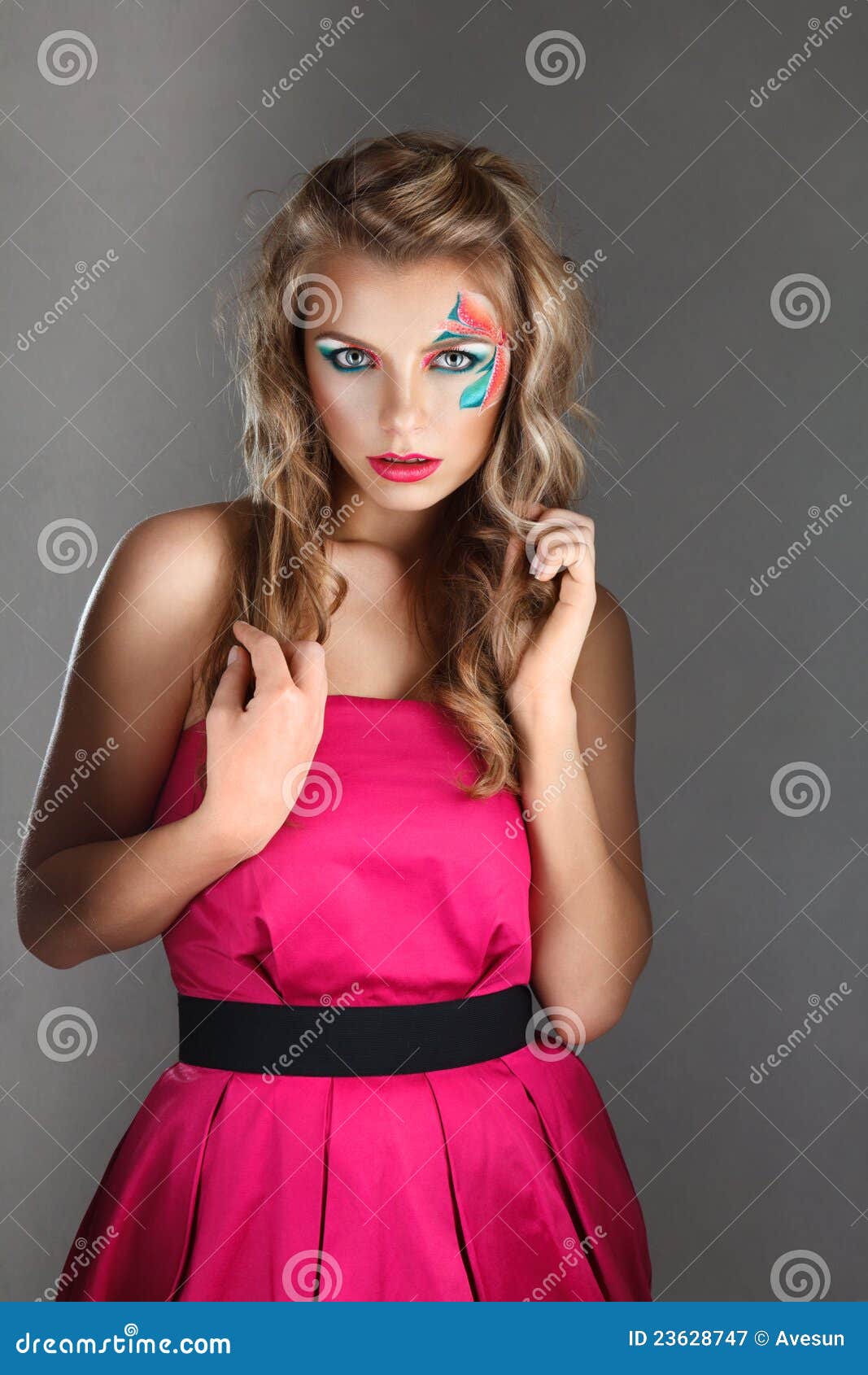 Beautiful Young Woman with Creative Stock Image - Image of fashion ...
