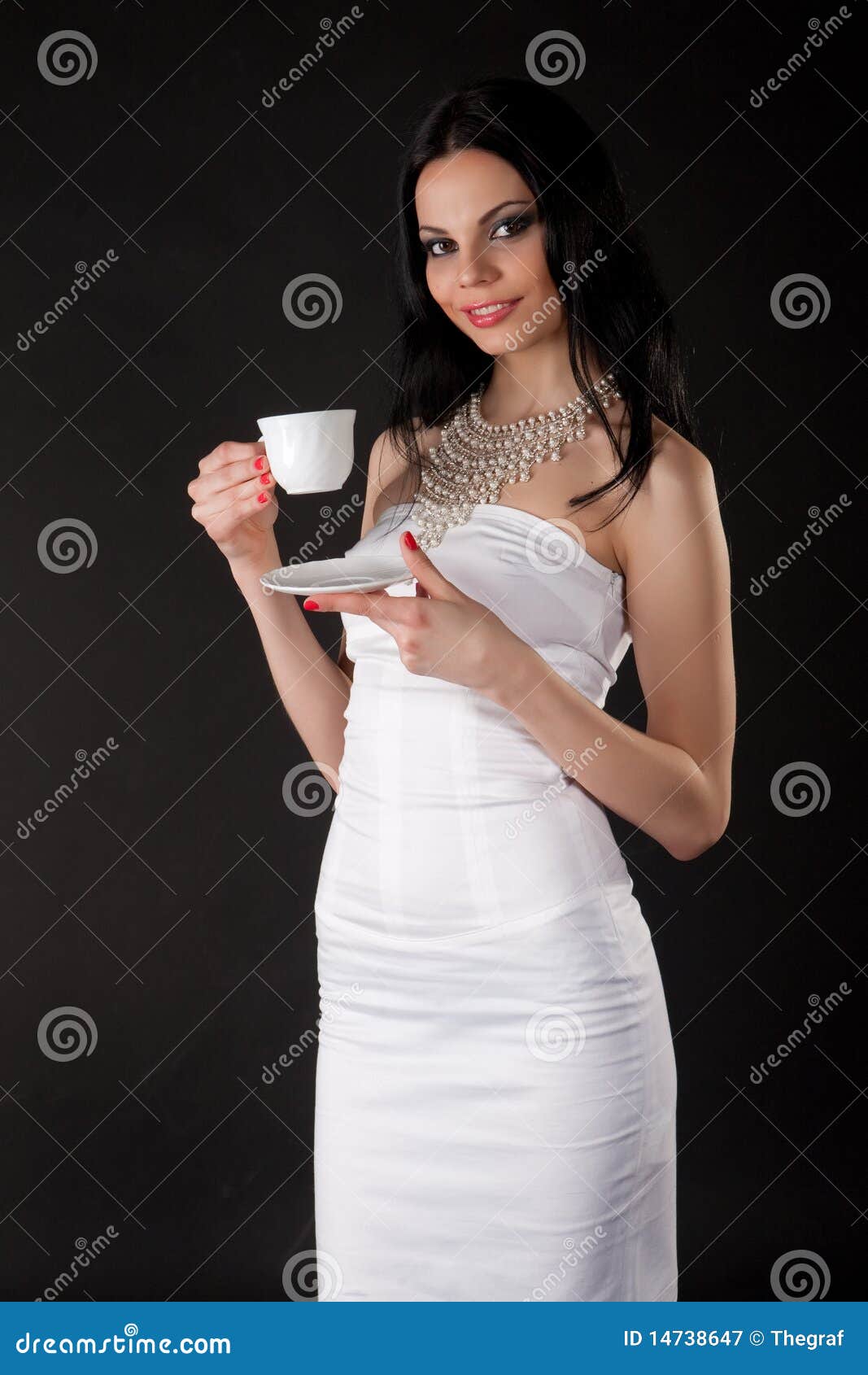 Beautiful Young Woman with a Cup Stock Image - Image of casual, makeup ...
