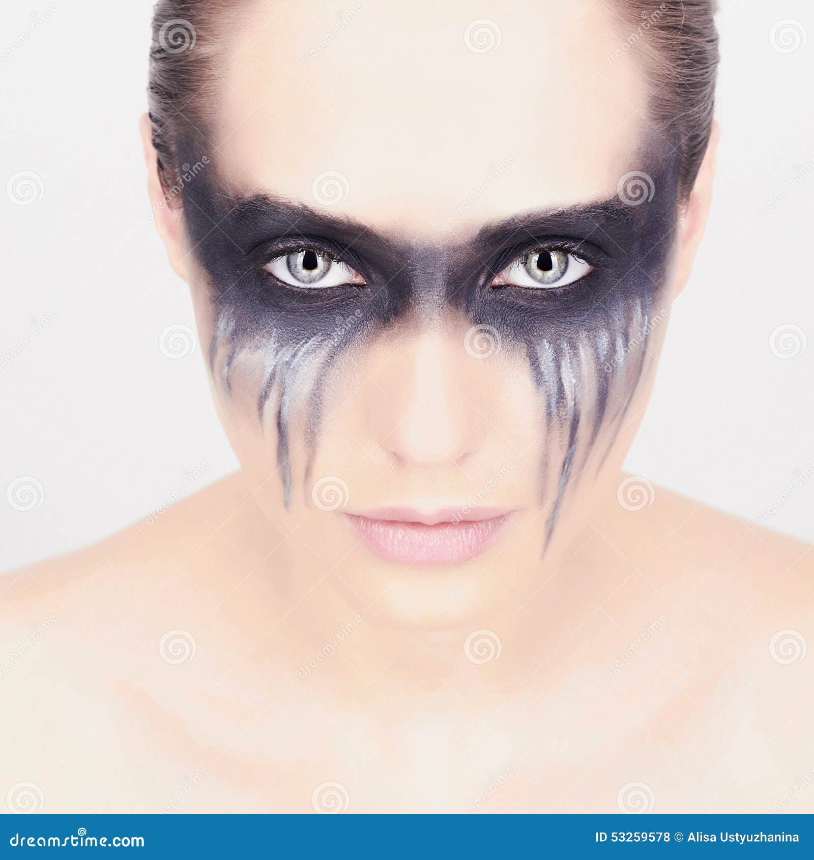 Demon Sexy Girl Play With Hair Lady Sexi Dressed As Demon Devil Black Background Girl Sexy