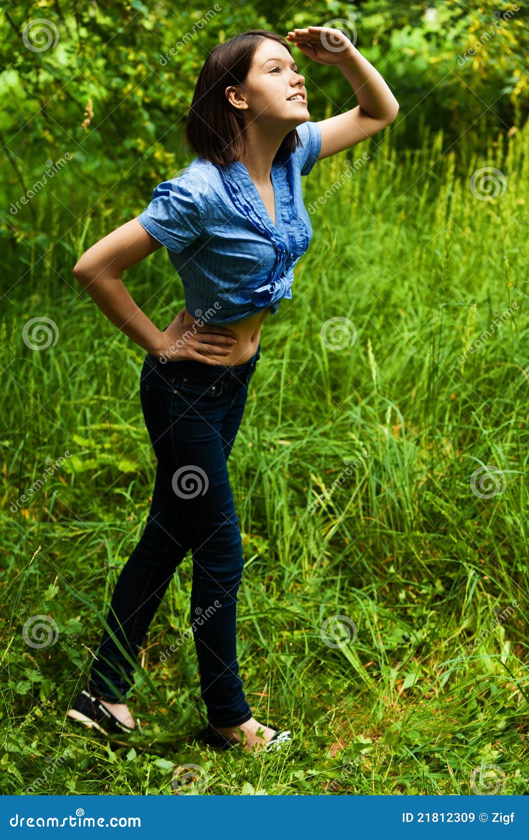 Beautiful Young Woman Distance Stock Image - Image of elegant ...