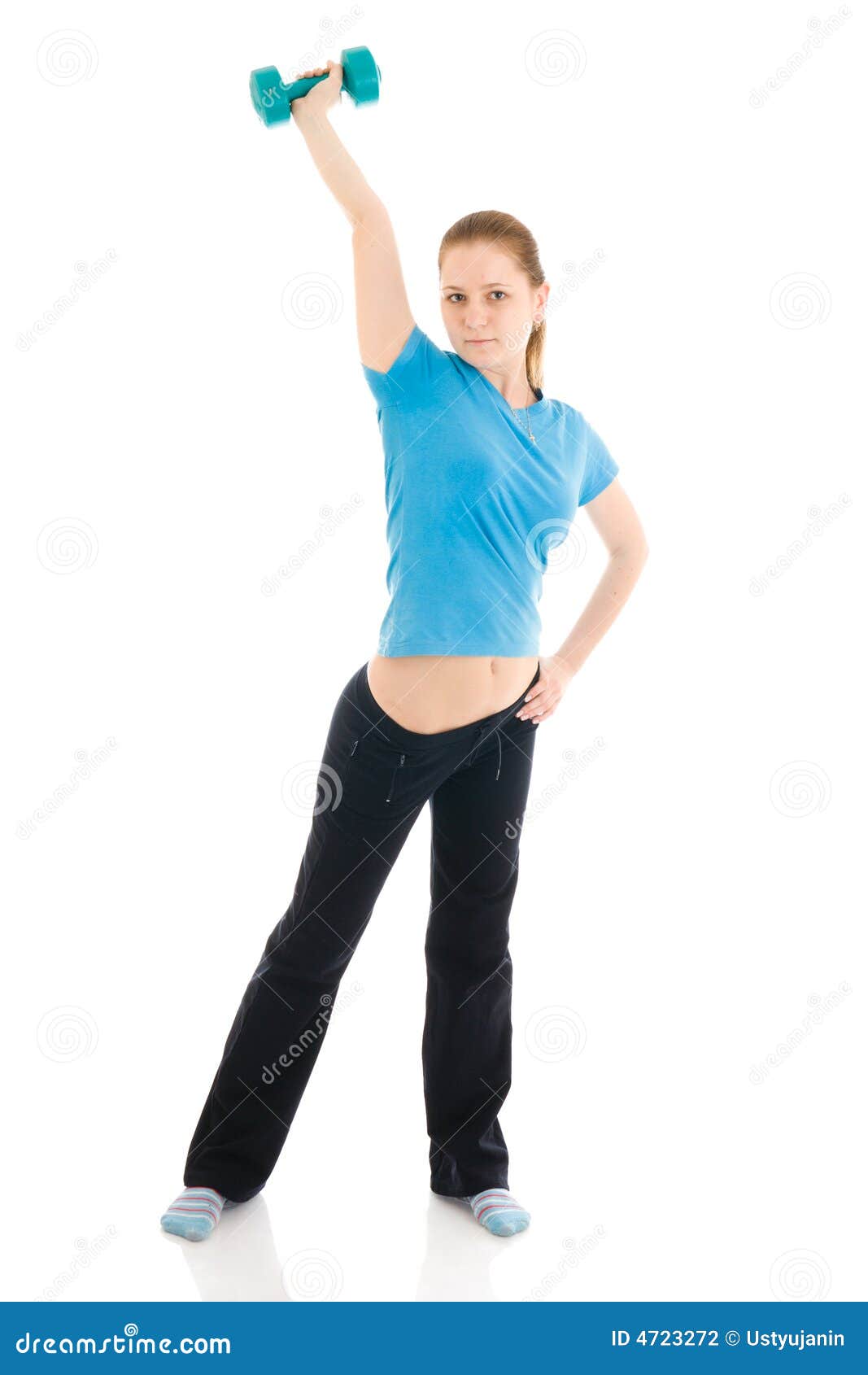 The Beautiful Young Woman Doing Exercise Isolated Stock Photo - Image ...
