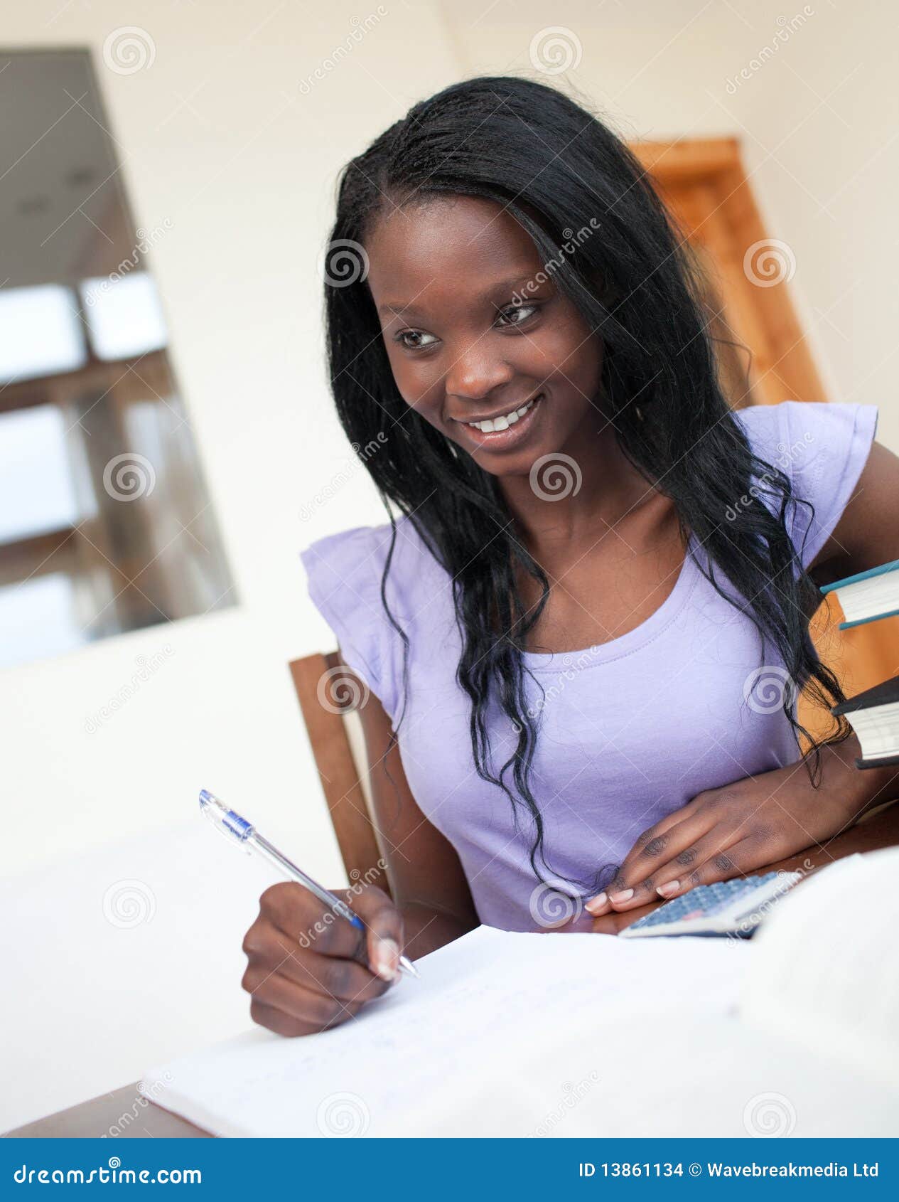 Beautiful Young Woman Doing Her Homework Stock Photo - Image of adult ...