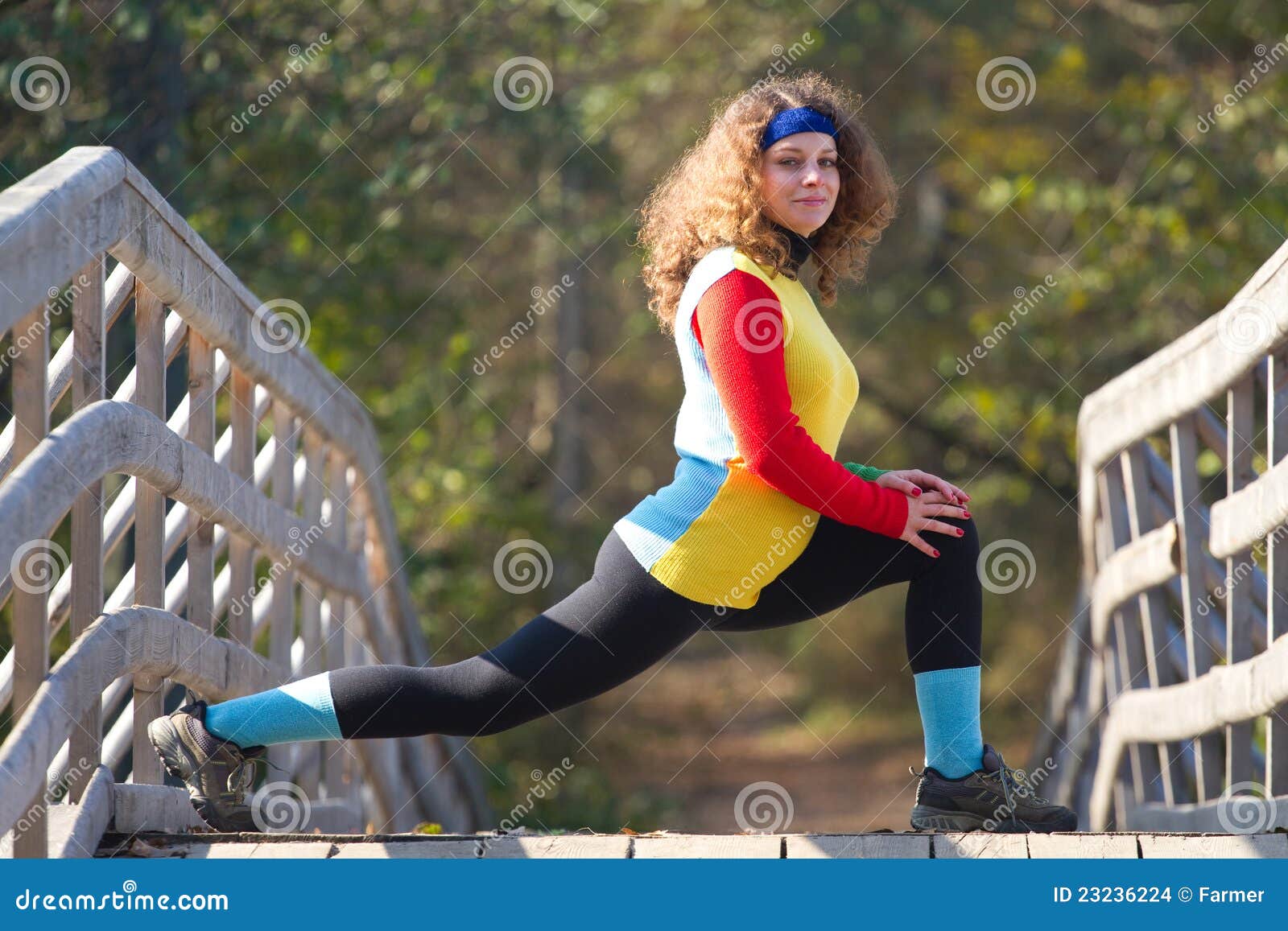 Beautiful Young Woman Doing Stretching Exercise Stock Photo - Image of ...