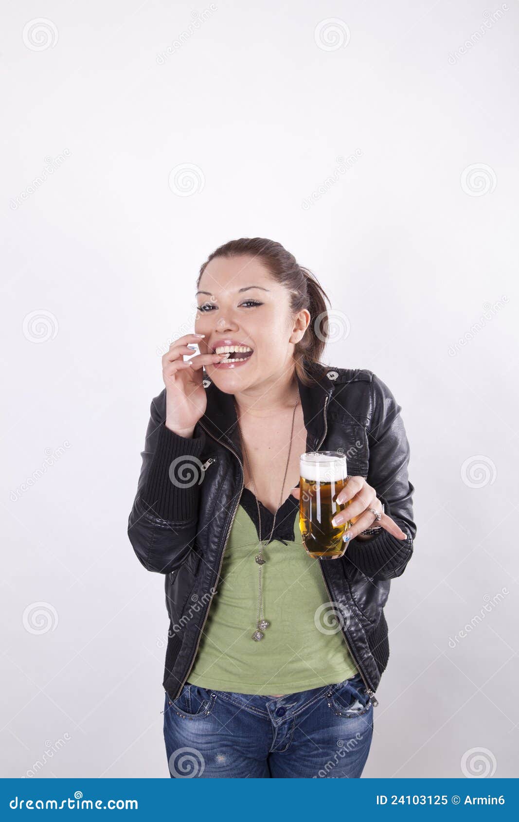 Beautiful Young Woman Drinking Beer Stock Image - Image of cool ...