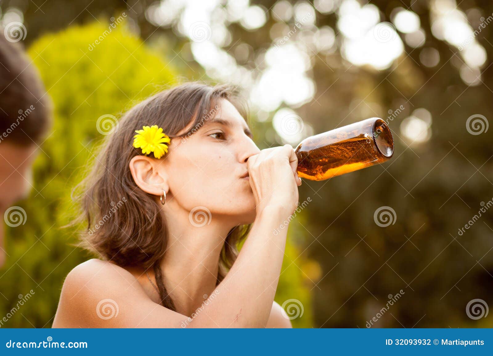 Beautiful Young Woman Drinking Beer Stock Photo - Image of woman, young ...