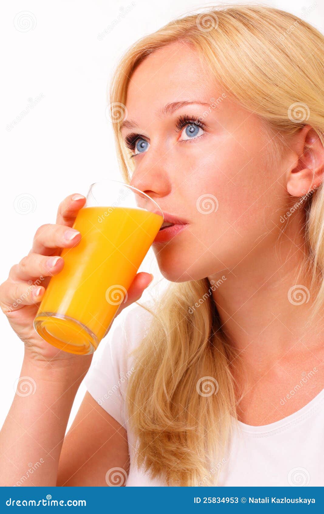 Beautiful Young Woman Drinking Juice Stock Image - Image of cute ...