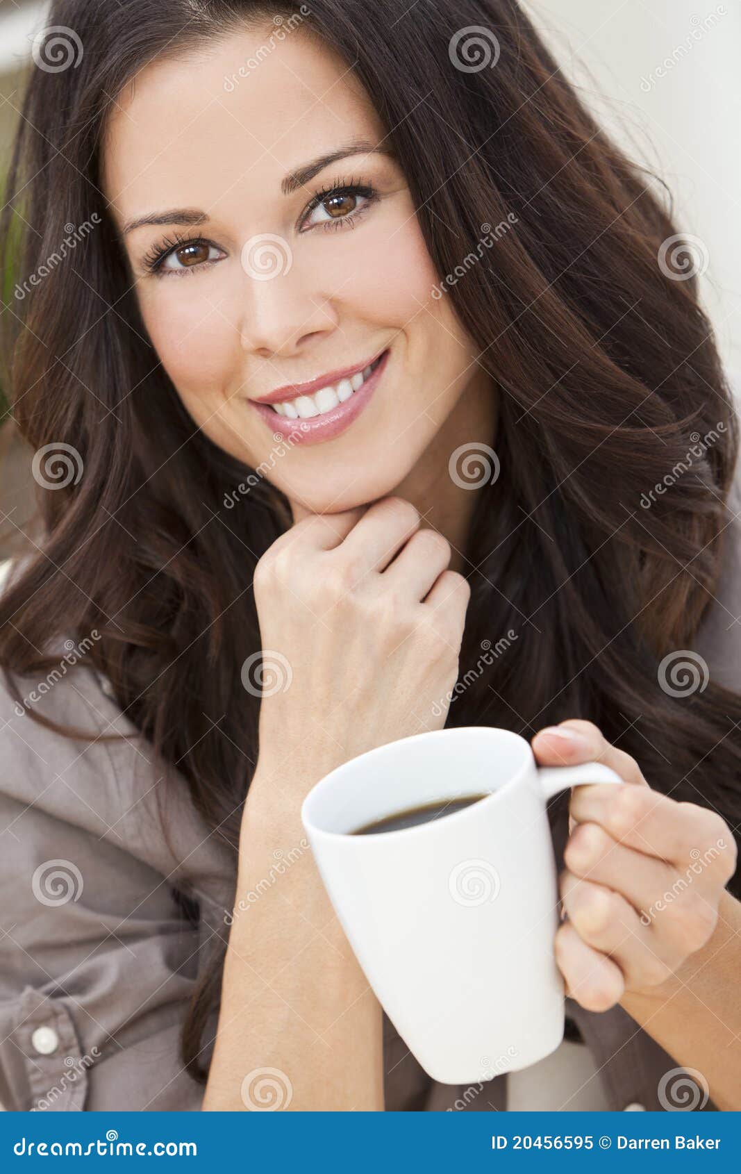Beautiful Young Woman Drinking Tea or Coffee Stock Image - Image of ...