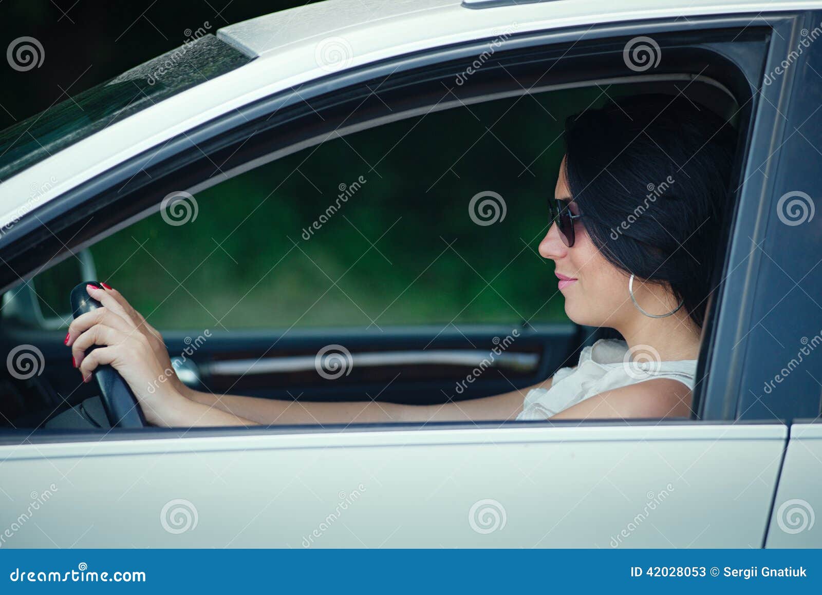 Beautiful Young Woman Driving a Car Stock Image - Image of wheel, young ...