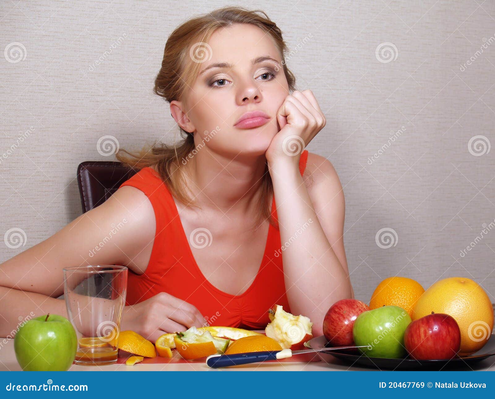 Beautiful Young Woman Eats Fruit Stock Image - Image of girl, nutrition ...