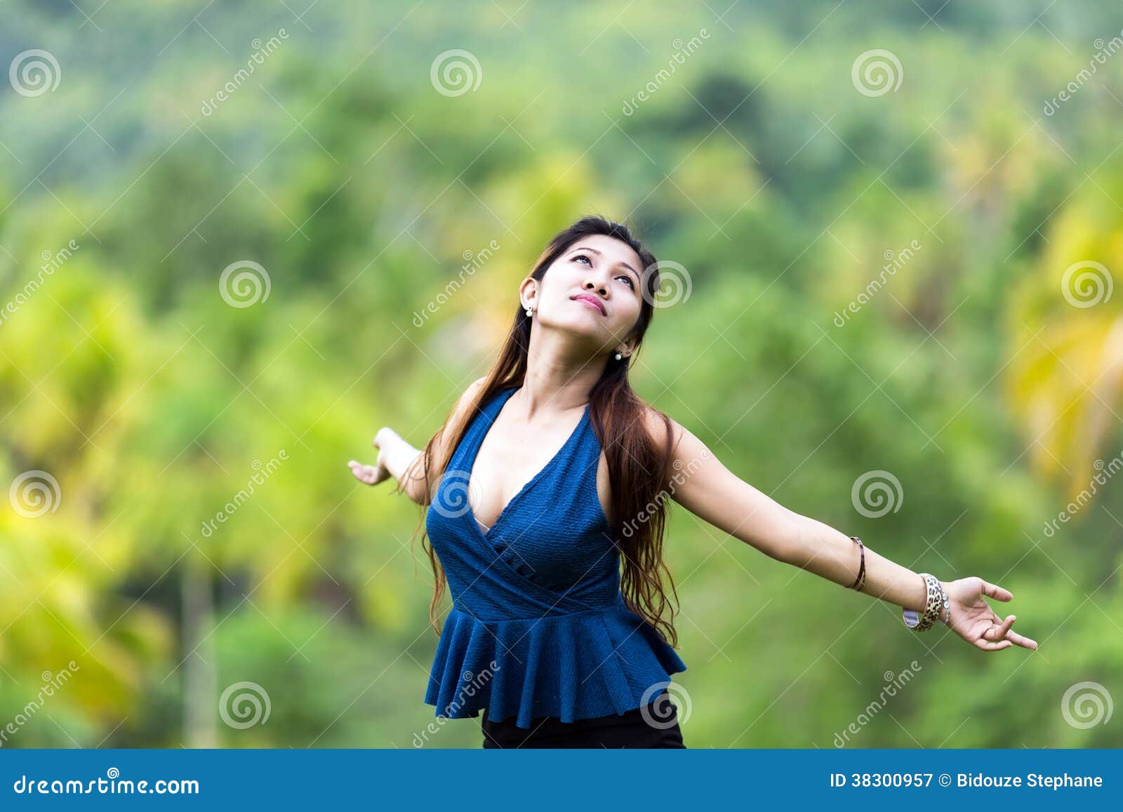 Beautiful Young Woman Embracing Stock Image - Image of tranquility ...