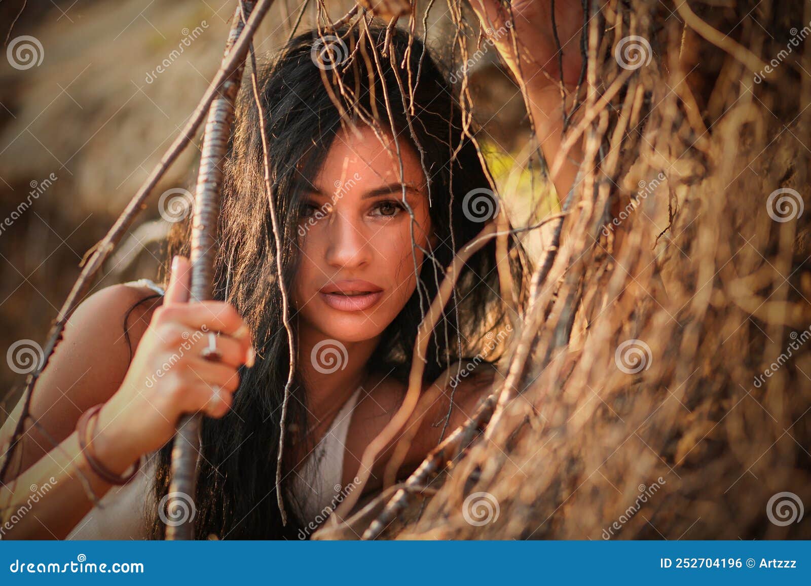 Woman Entangled in the Roots Stock Photo - Image of dawn, look: 252704196