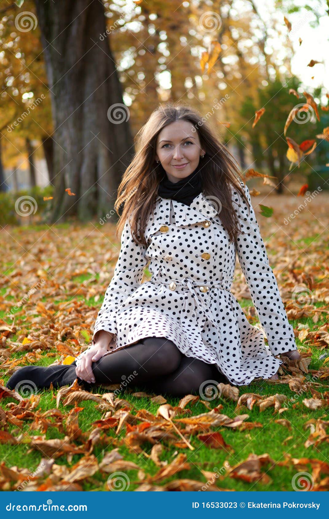 Beautiful Young Woman at Fall Stock Image - Image of raincoat ...