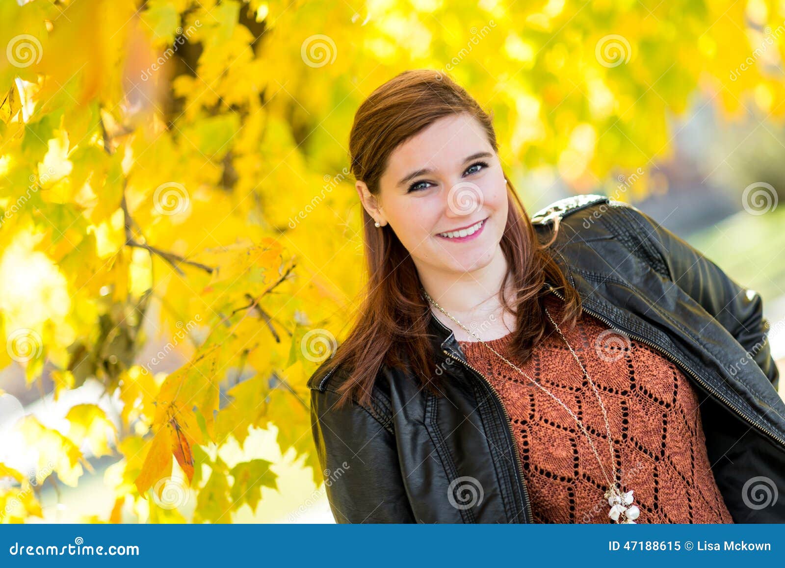 Beautiful Young Woman in the Fall Stock Image - Image of posing ...