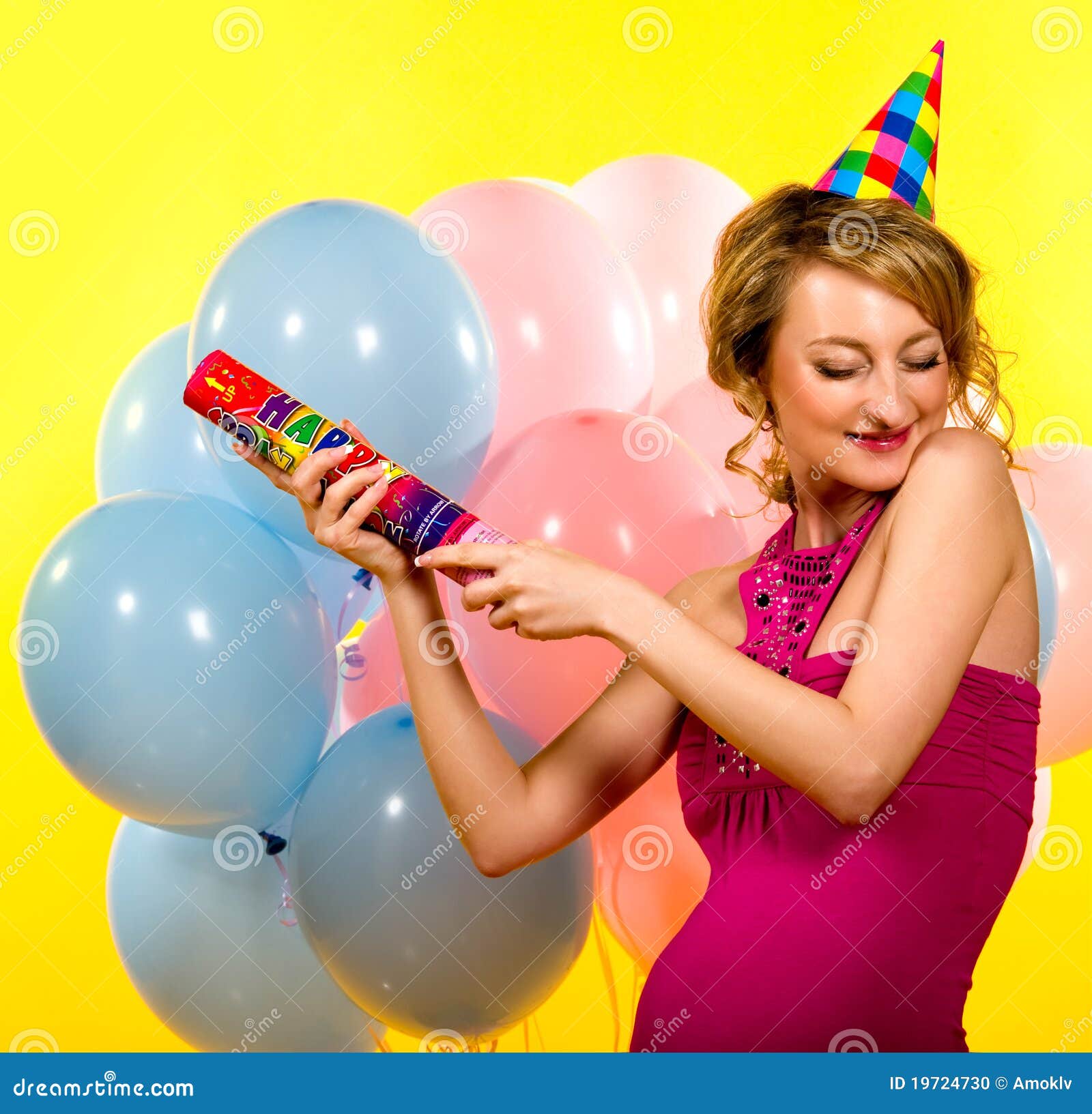 Beautiful Young Woman with Firecracker Stock Photo - Image of ...