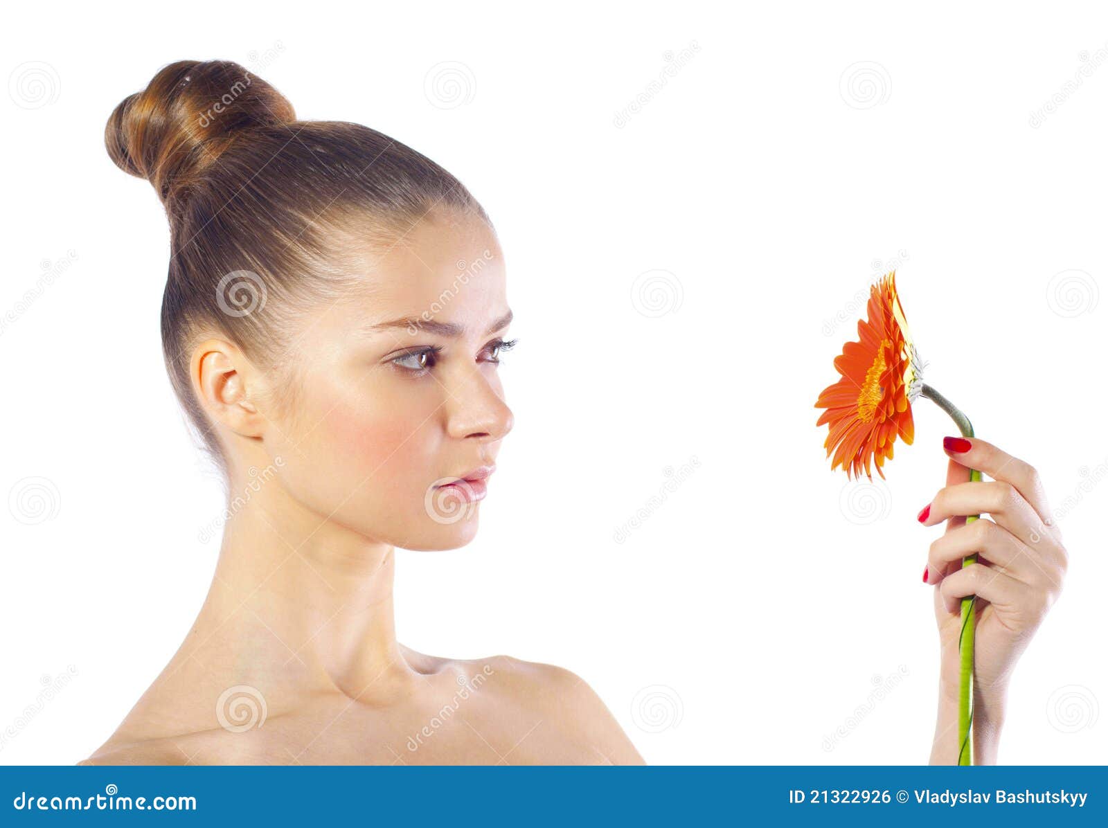 Beautiful Young Woman with Flow Stock Photo - Image of happy, orange ...