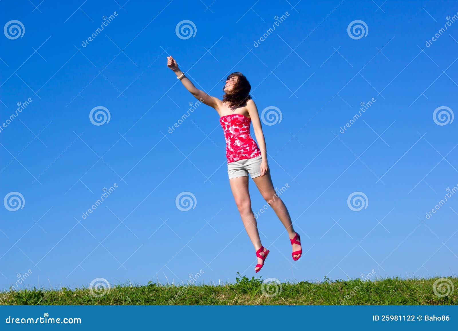 Beautiful Young Woman is Flying Up Stock Photo - Image of nature ...