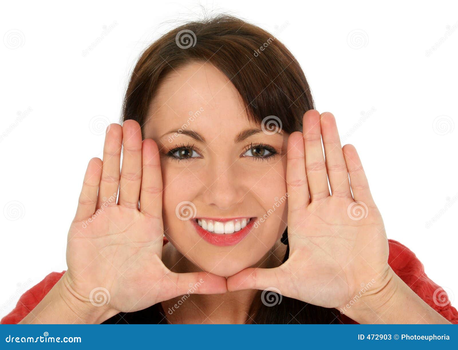 Beautiful Young Woman Framing Face Stock Image - Image of hands, person ...