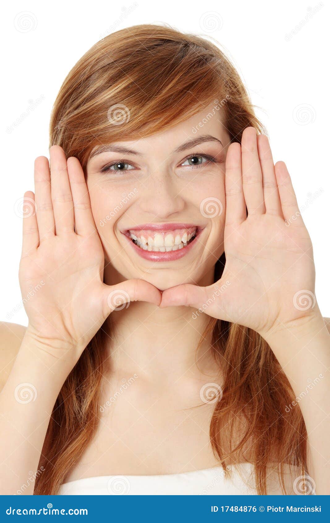 Beautiful Young Woman Framing Her Face Stock Photo - Image of designer ...