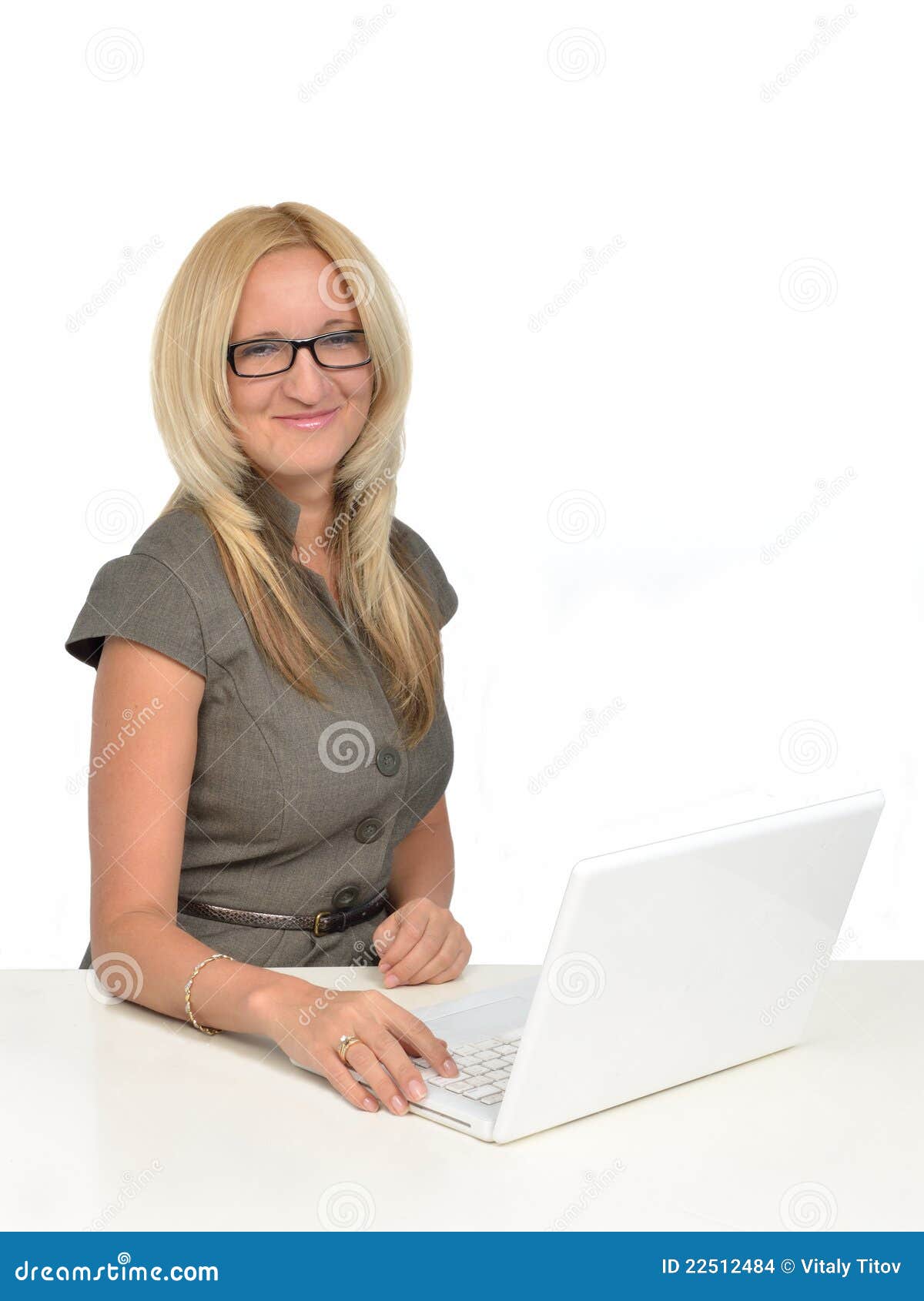 Beautiful Young Woman in Front of the Computer Stock Photo - Image of ...