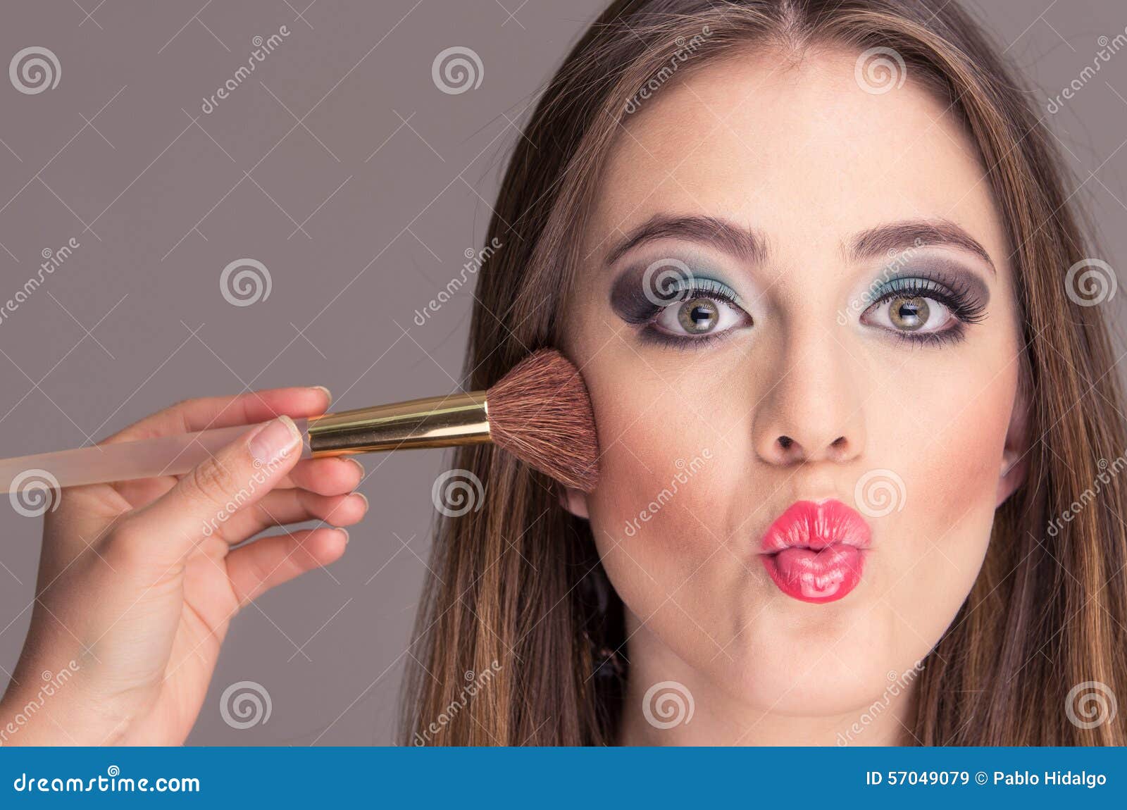 Beautiful Young Woman Getting Makeup Done Stock Image - Image of ...