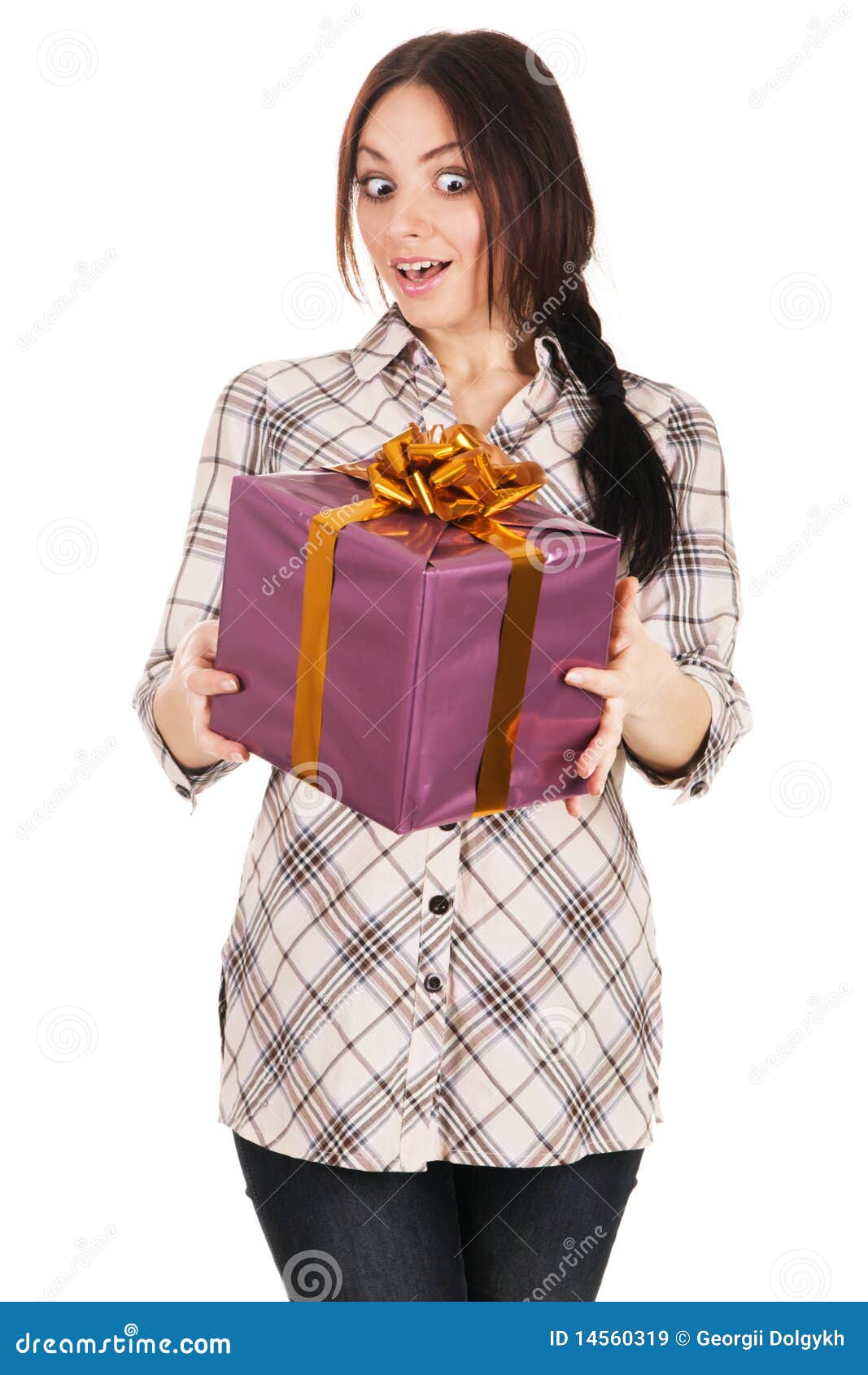 Beautiful Young Woman with a Gift Box Stock Image - Image of party ...