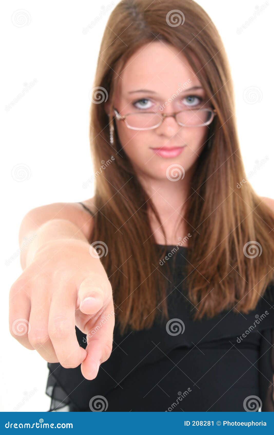 Beautiful Young Woman in Glasses Pointing Towards Camera Stock Image ... Beautiful Young Woman in Glasses Pointing Towards Camera Stock Image ...