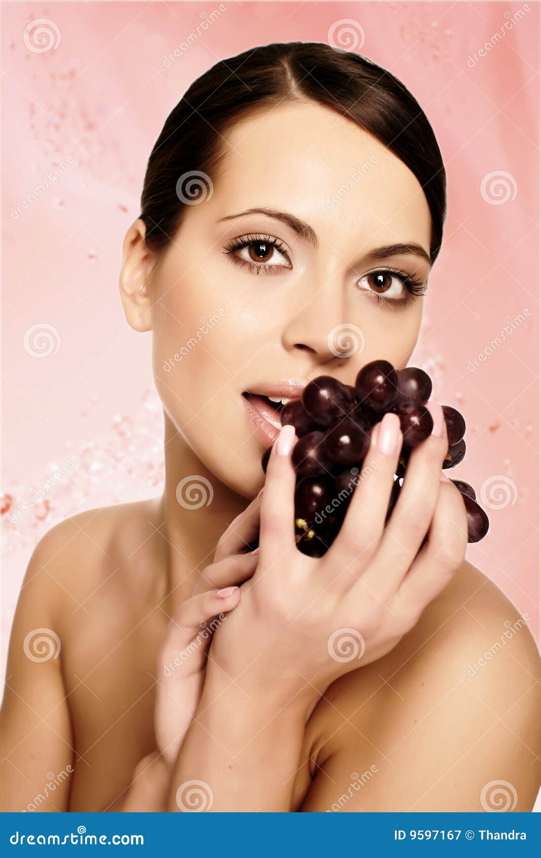 Beautiful Young Woman with Grape Stock Image - Image of girls, diet ...