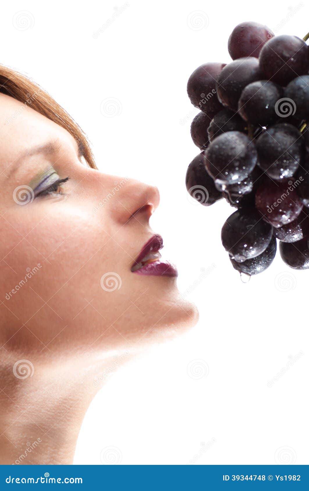Beautiful Young Woman with Grape Stock Photo - Image of fresh, face ...
