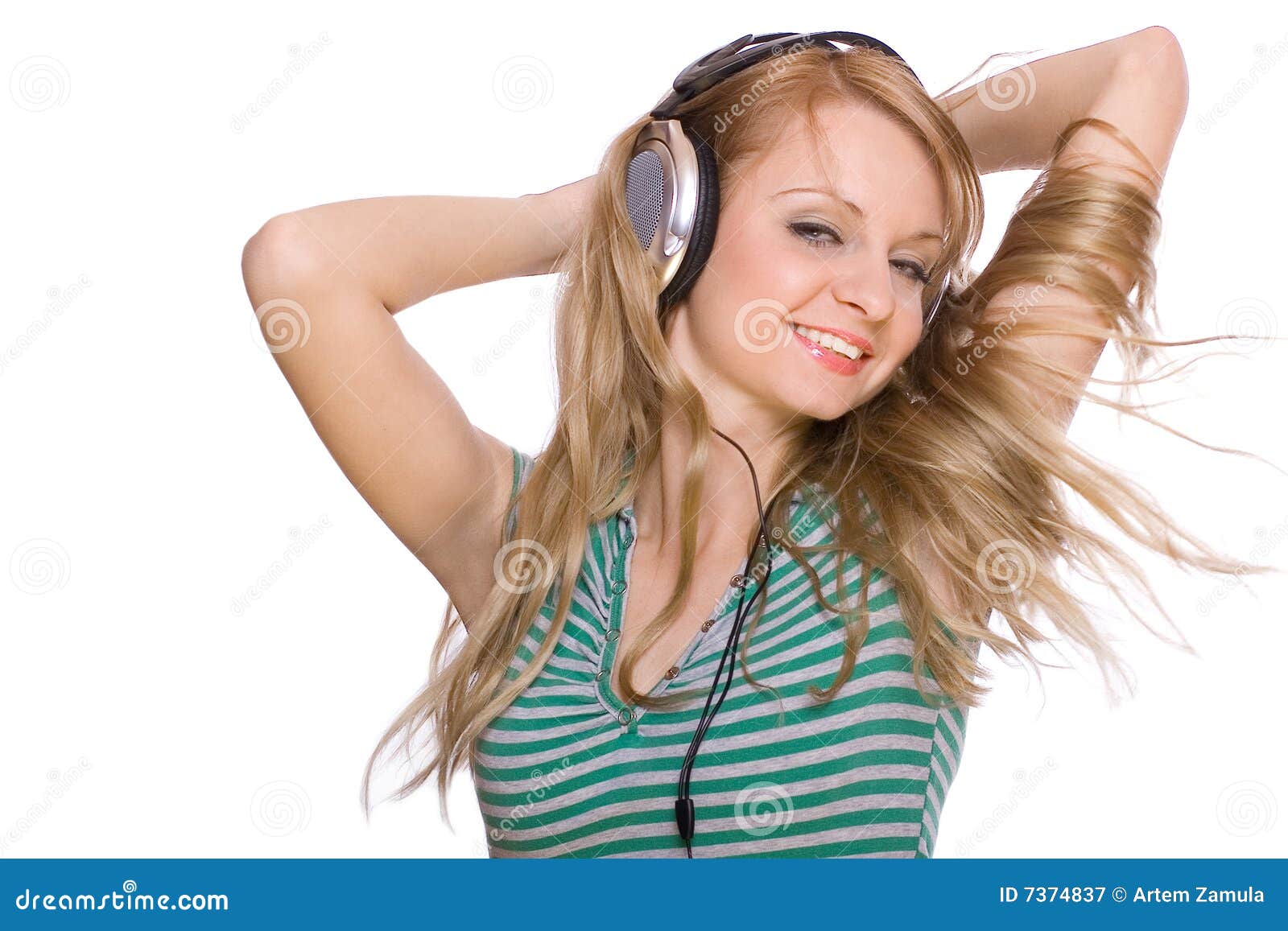 Beautiful Young Woman with Headphones Stock Image - Image of fashion ...