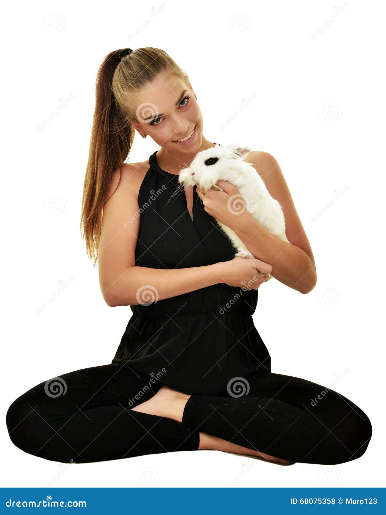 Beautiful Young Woman with Her Bunny Stock Photo - Image of caucasian ...