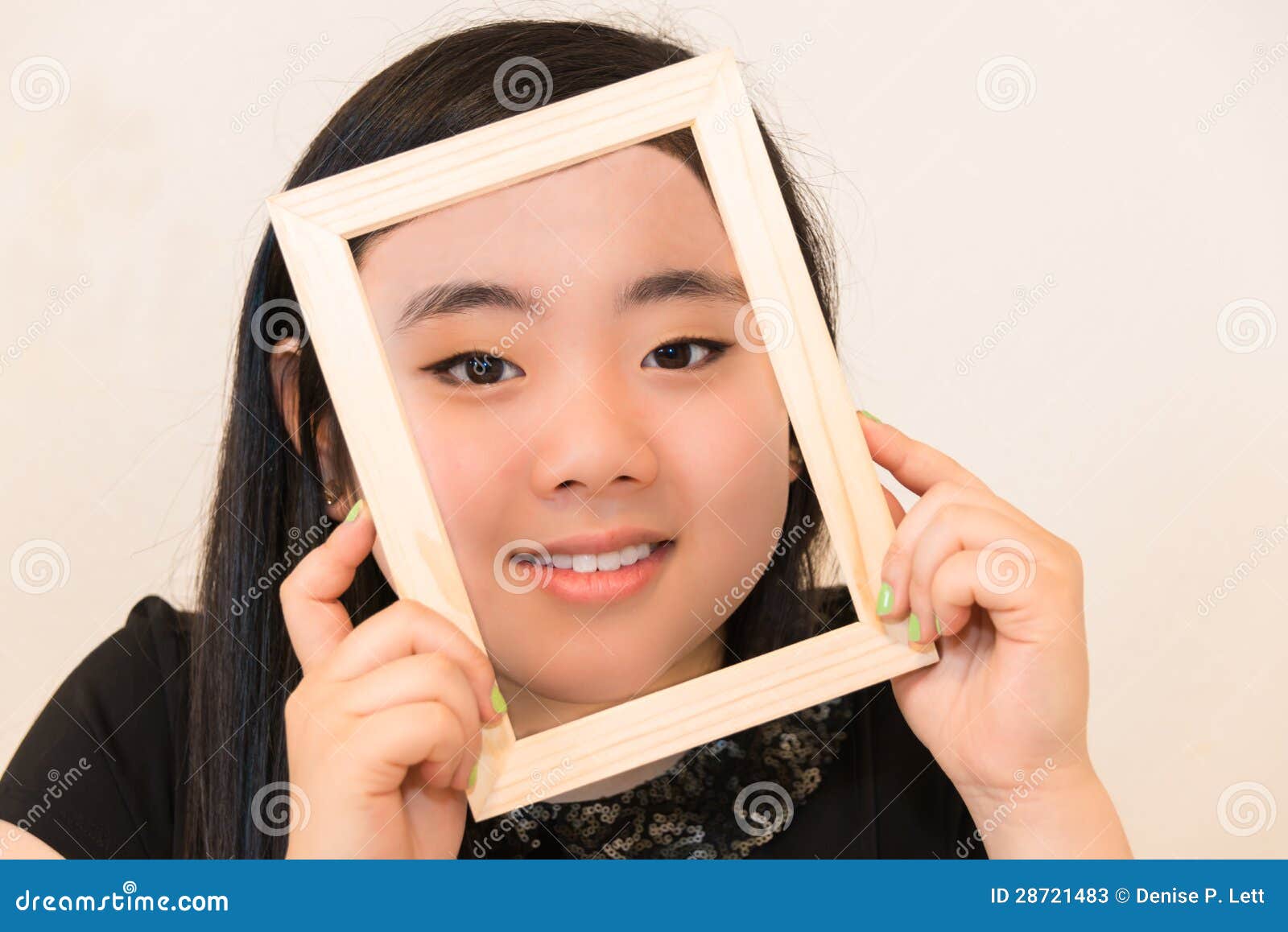 Beautiful Young Woman Holding Picture Frame Stock Image - Image of ...