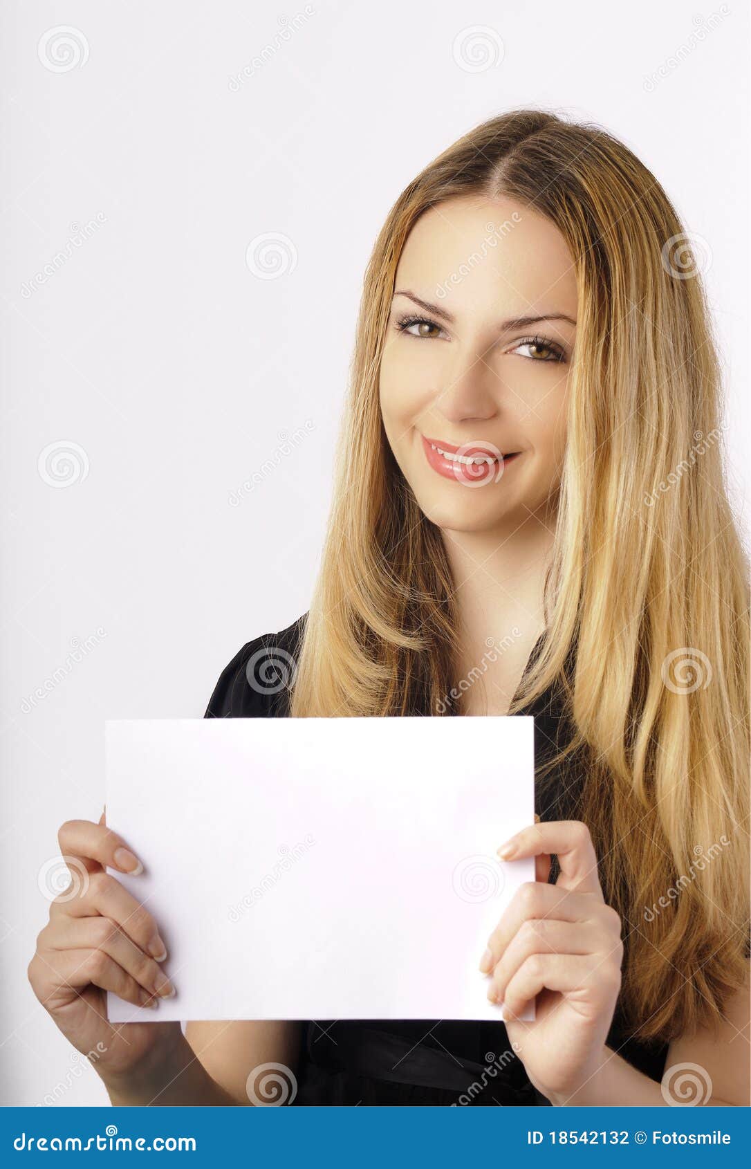 Beautiful Young Woman Holding a Sign Stock Photo - Image of female ...