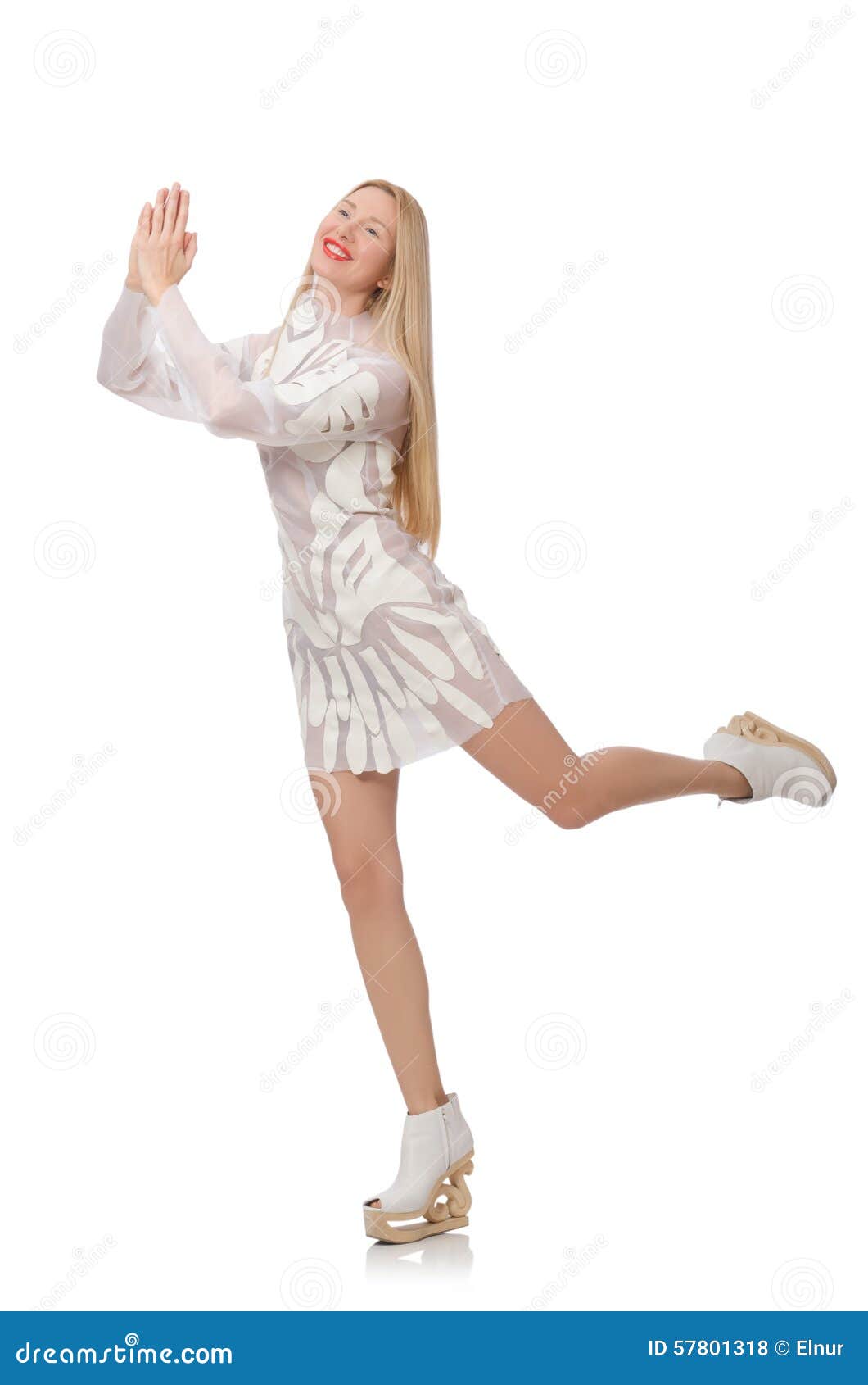 Beautiful Young Woman Isolated on White Stock Photo - Image of glad ...