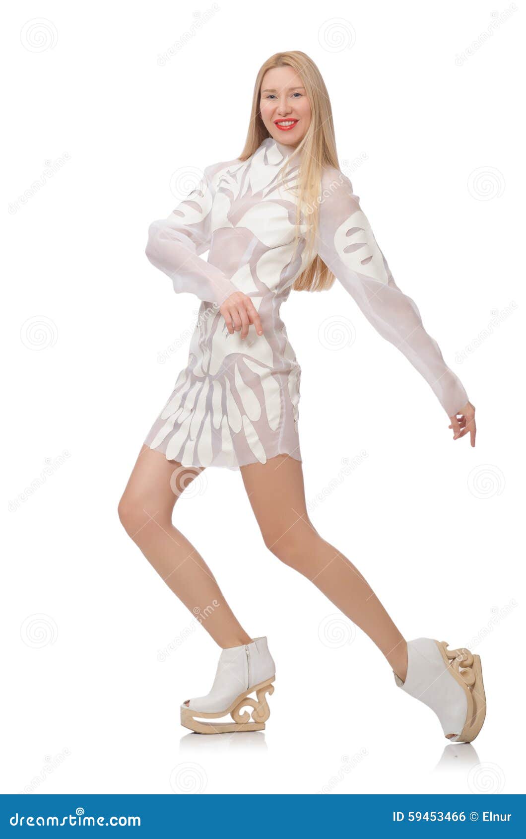 Beautiful Young Woman Isolated on White Stock Photo - Image of mini ...