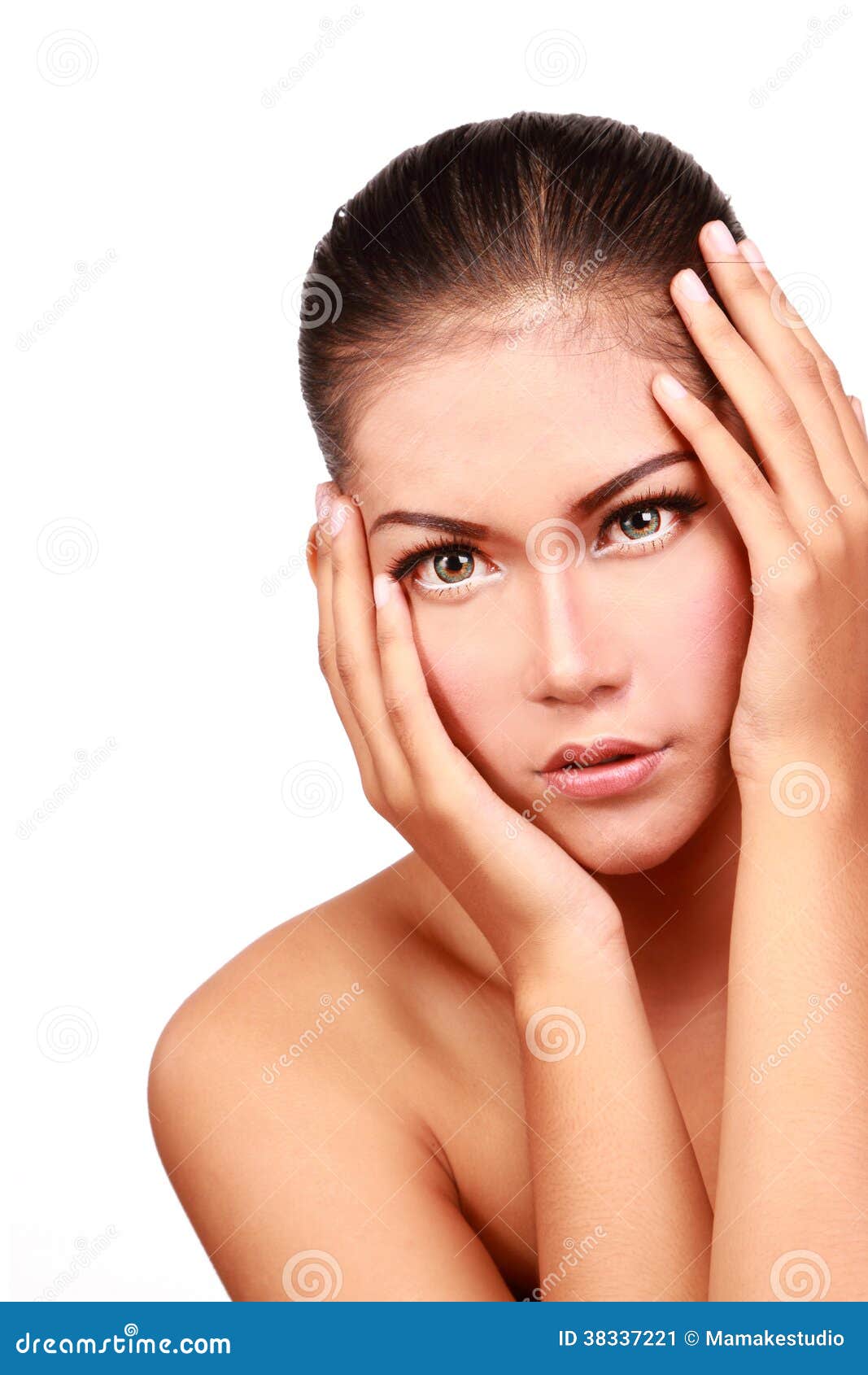 Beautiful Young Woman Isolated on White Background Stock Image - Image ...