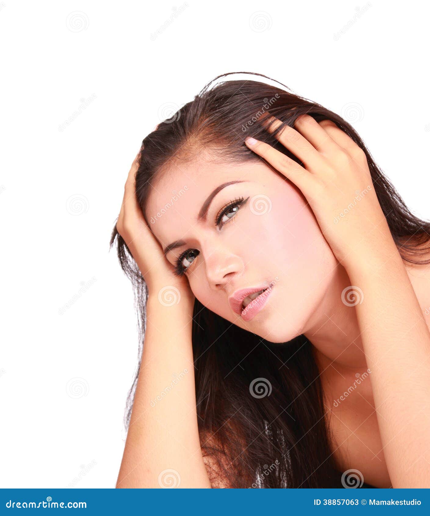 Beautiful Young Woman Isolated on White Background Stock Image - Image ...