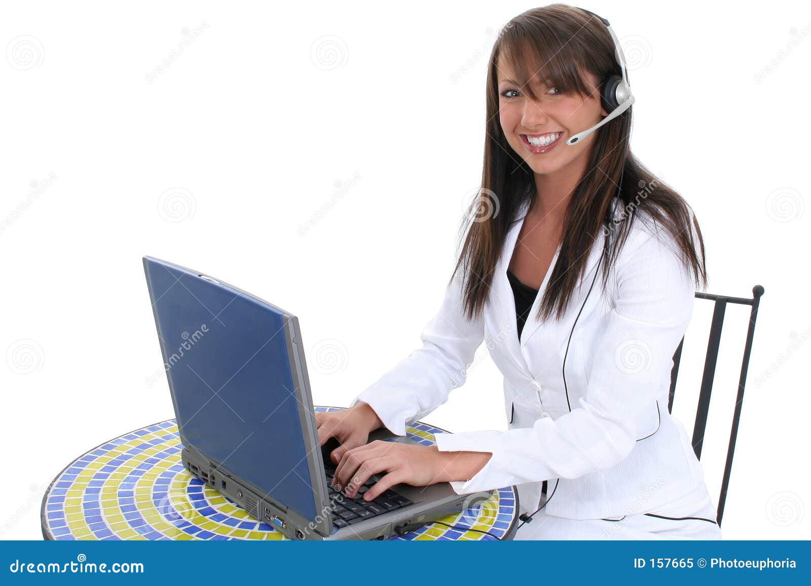 Beautiful Young Woman at Laptop Computer Stock Image - Image of ...