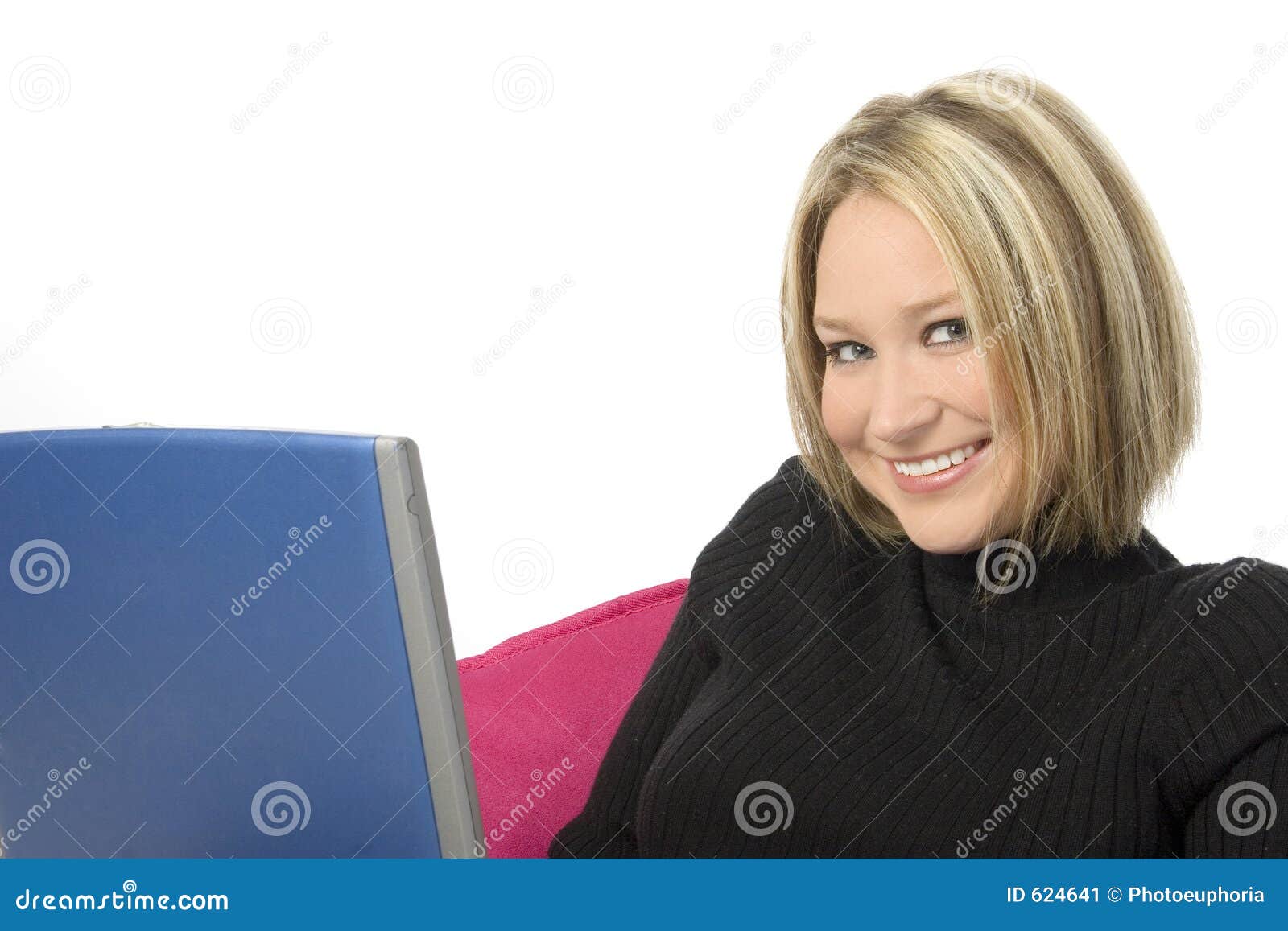 Beautiful Young Woman with Laptop Computer Stock Image - Image of ...